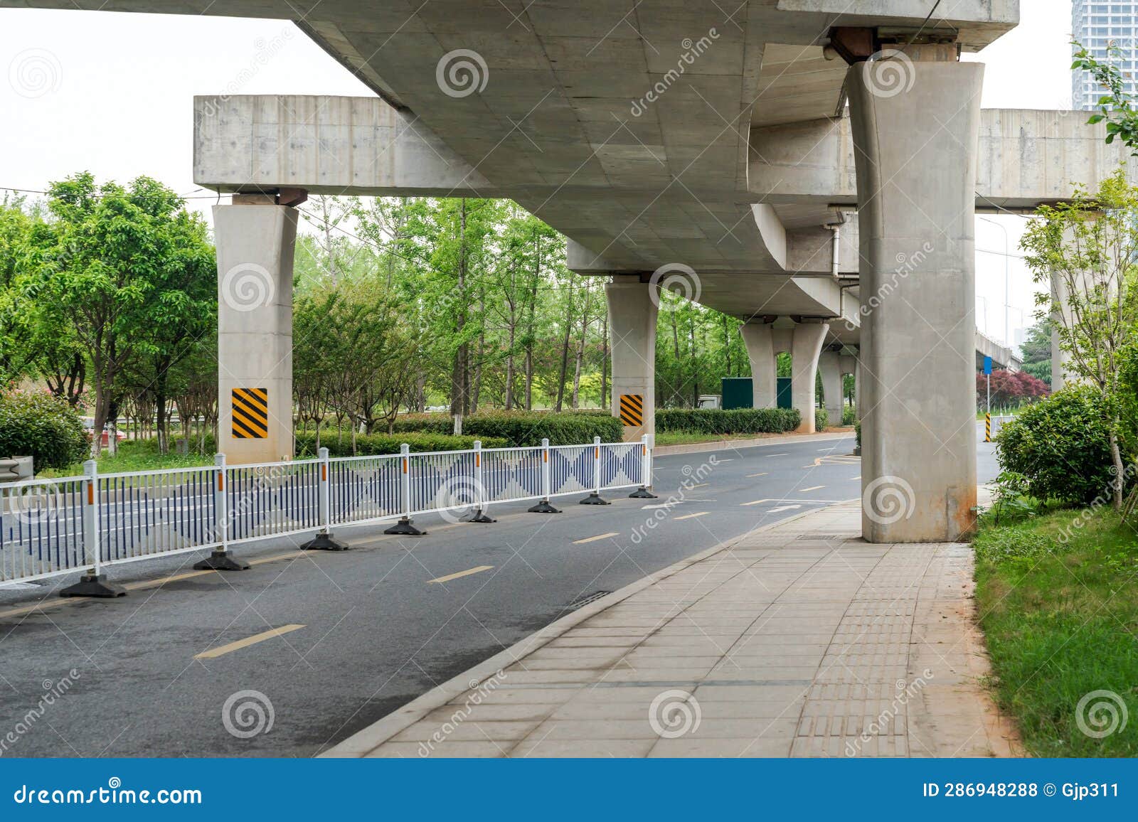 Concrete Structure and Asphalt Road Space Under the Overpass Stock ...