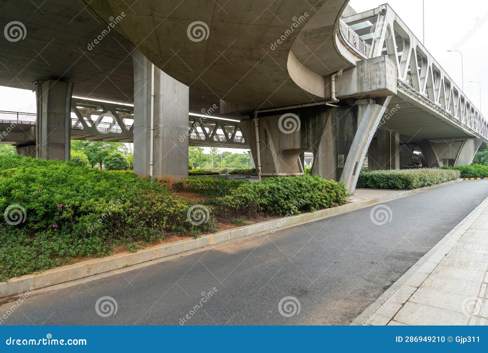 Concrete Structure and Asphalt Road Space Under the Overpass Stock ...