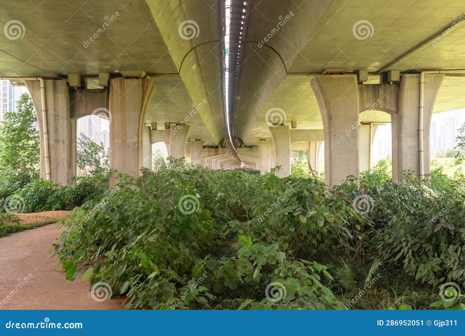 Concrete Structure and Asphalt Road Space Under the Overpass Stock ...