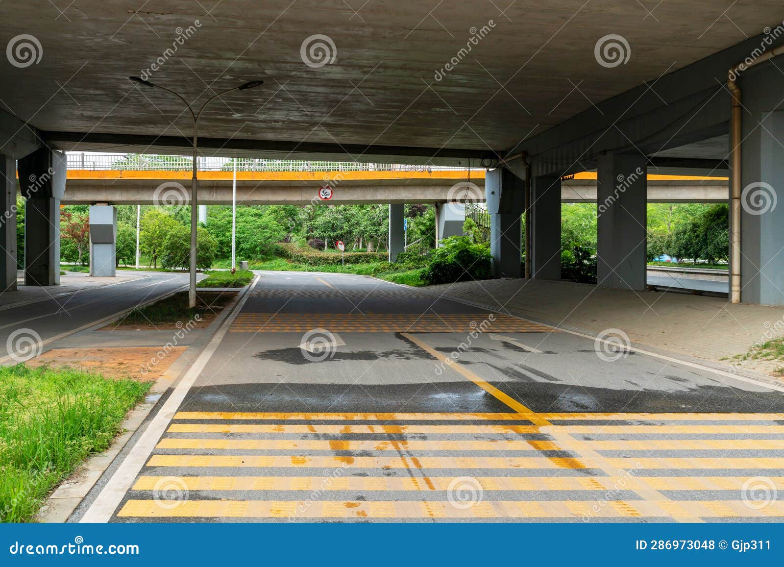 Concrete Structure and Asphalt Road Space Under the Overpass Stock ...