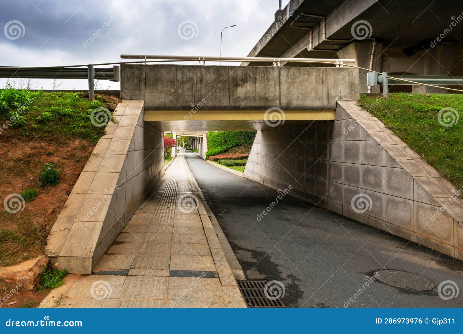 Concrete Structure and Asphalt Road Space Under the Overpass Stock ...