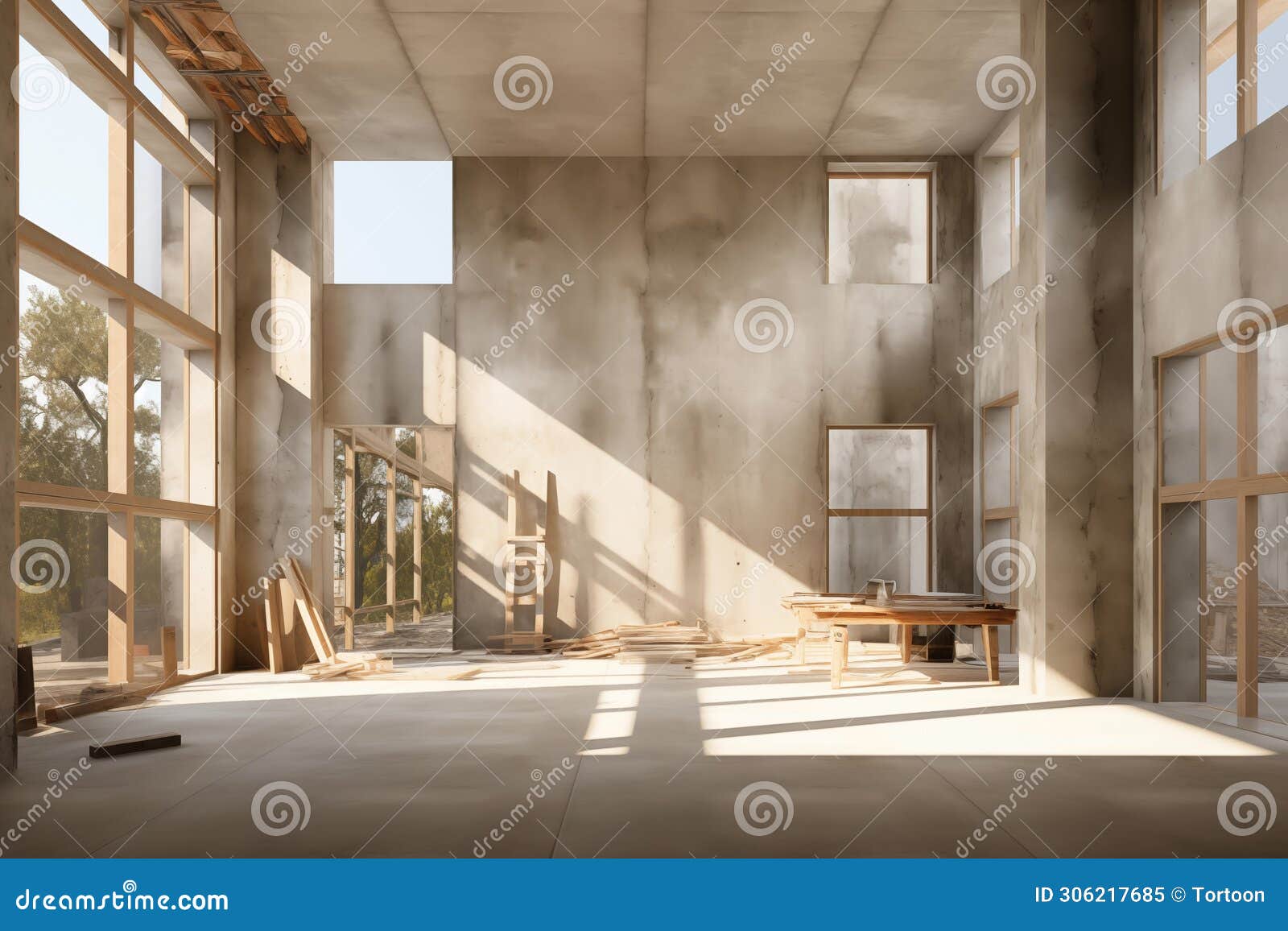 Concrete Structure in Construction Site Building with Sunlight ...