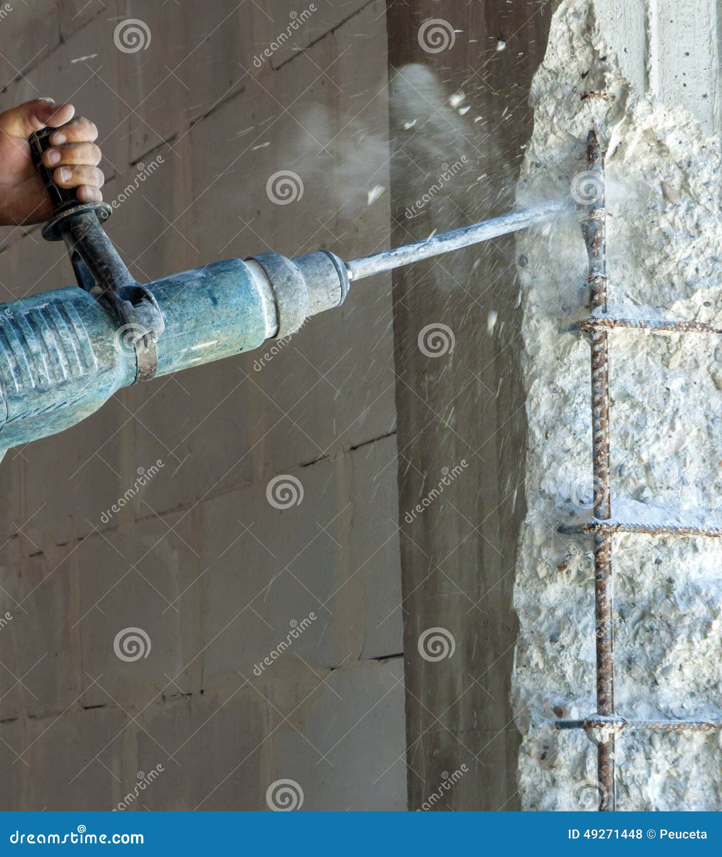 Concrete Structure Deteriorated and Cracked by Corroded Rebars. Stock ...