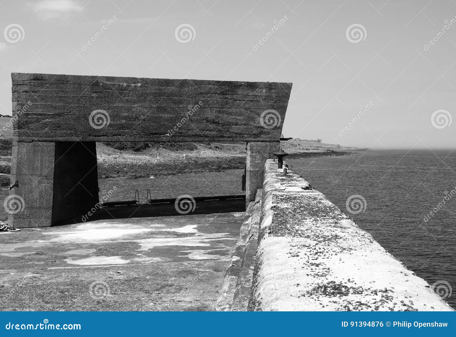 Concrete Structure on the Harbour at Craster in Northumbria Stock Photo ...