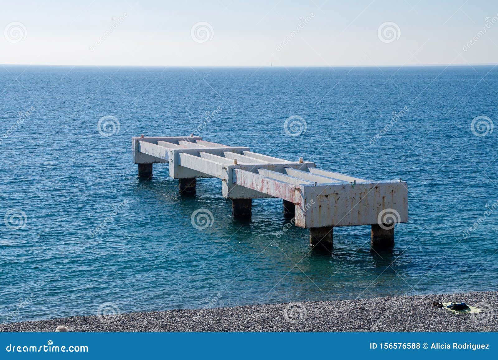Concrete Structure in Nice Beach Stock Photo - Image of waves, port ...