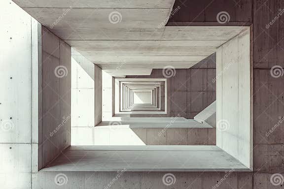 Concrete Structure with a Receding Square Pattern Stock Illustration ...