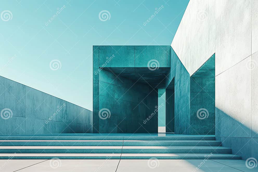 Concrete Structure with Steps and an Open Passageway Stock Illustration ...