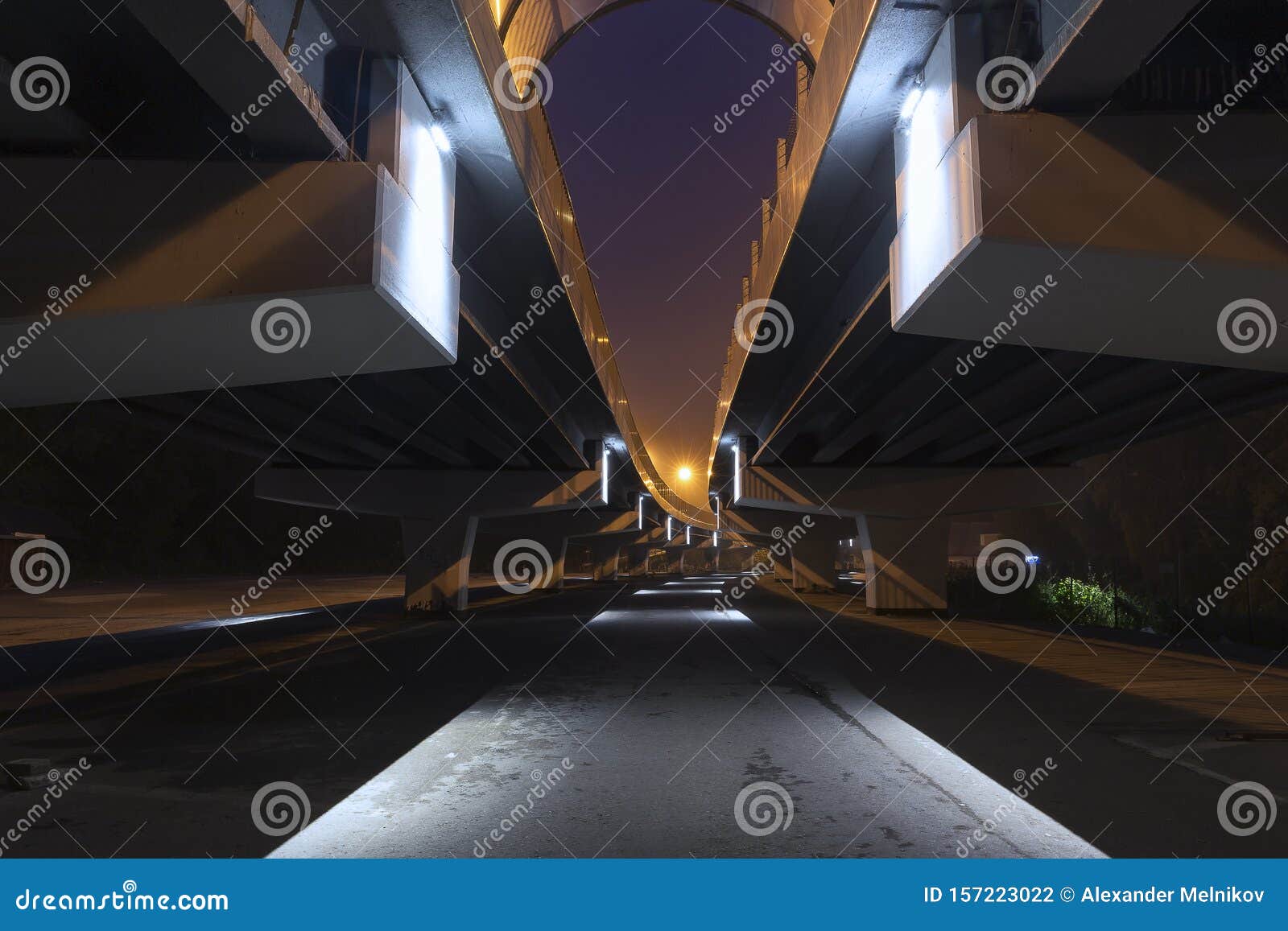Concrete Support of the Automobile Bridge at Sunrise Stock Photo ...