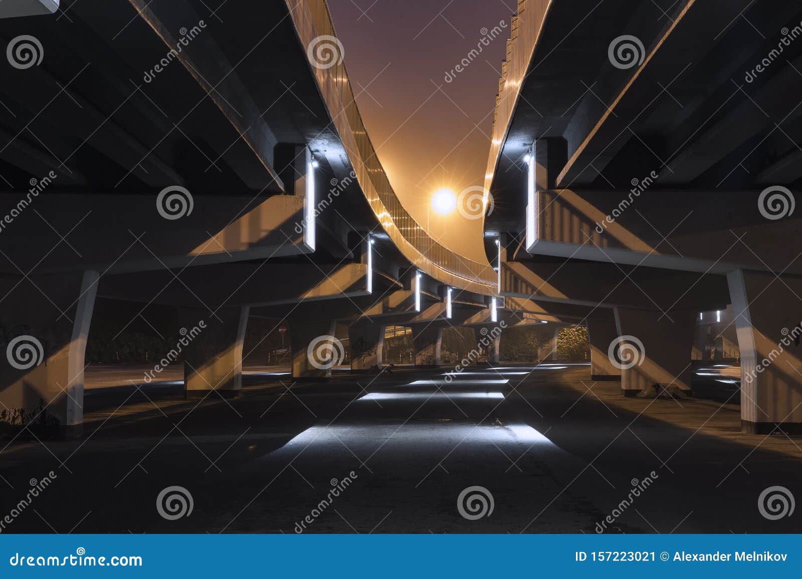 Concrete Support of the Automobile Bridge at Sunrise Stock Image ...