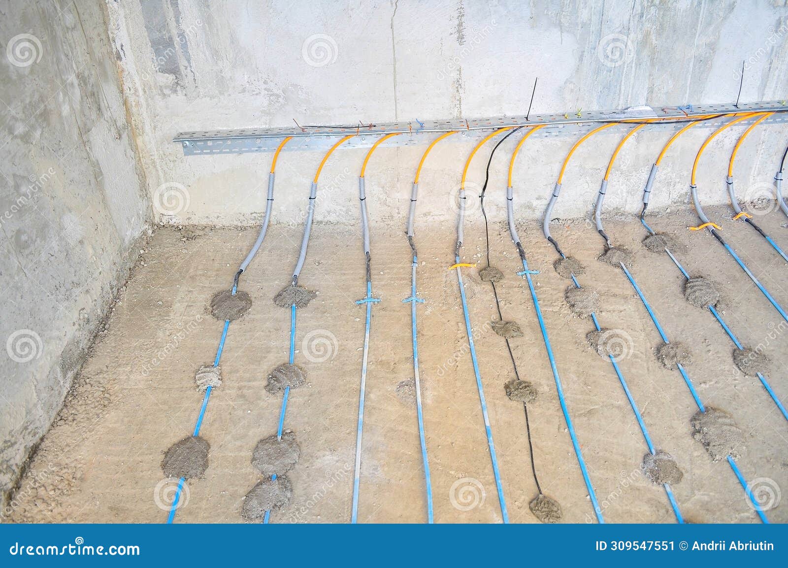 Concrete Surface with Cable for Warm Floor, Under Construction Stock ...