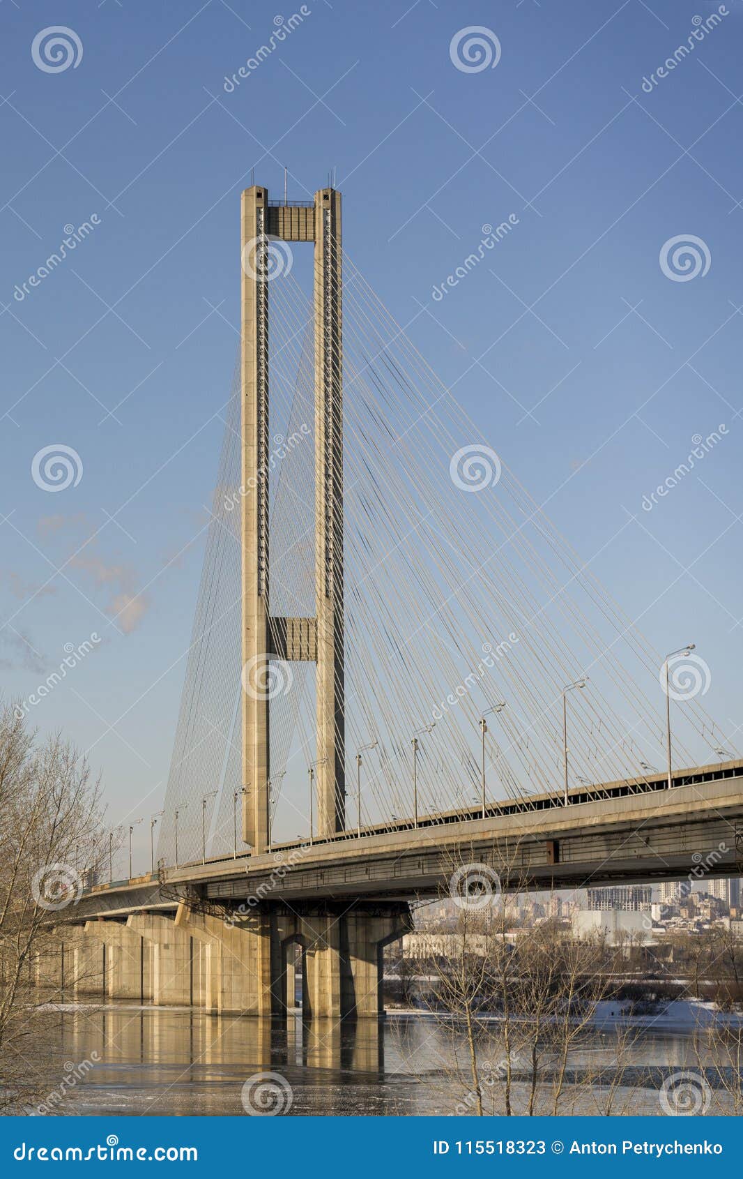 Concrete Suspension Bridge Supports With Multiple Ropes. Royalty-Free ...