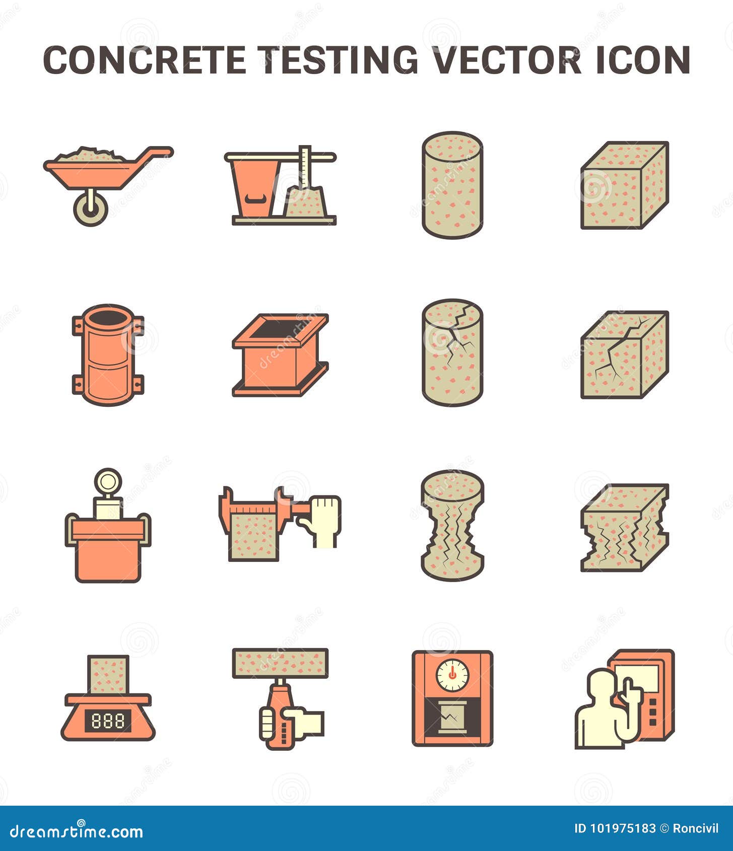 Concrete testing icon stock vector. Illustration of crack - 101975183