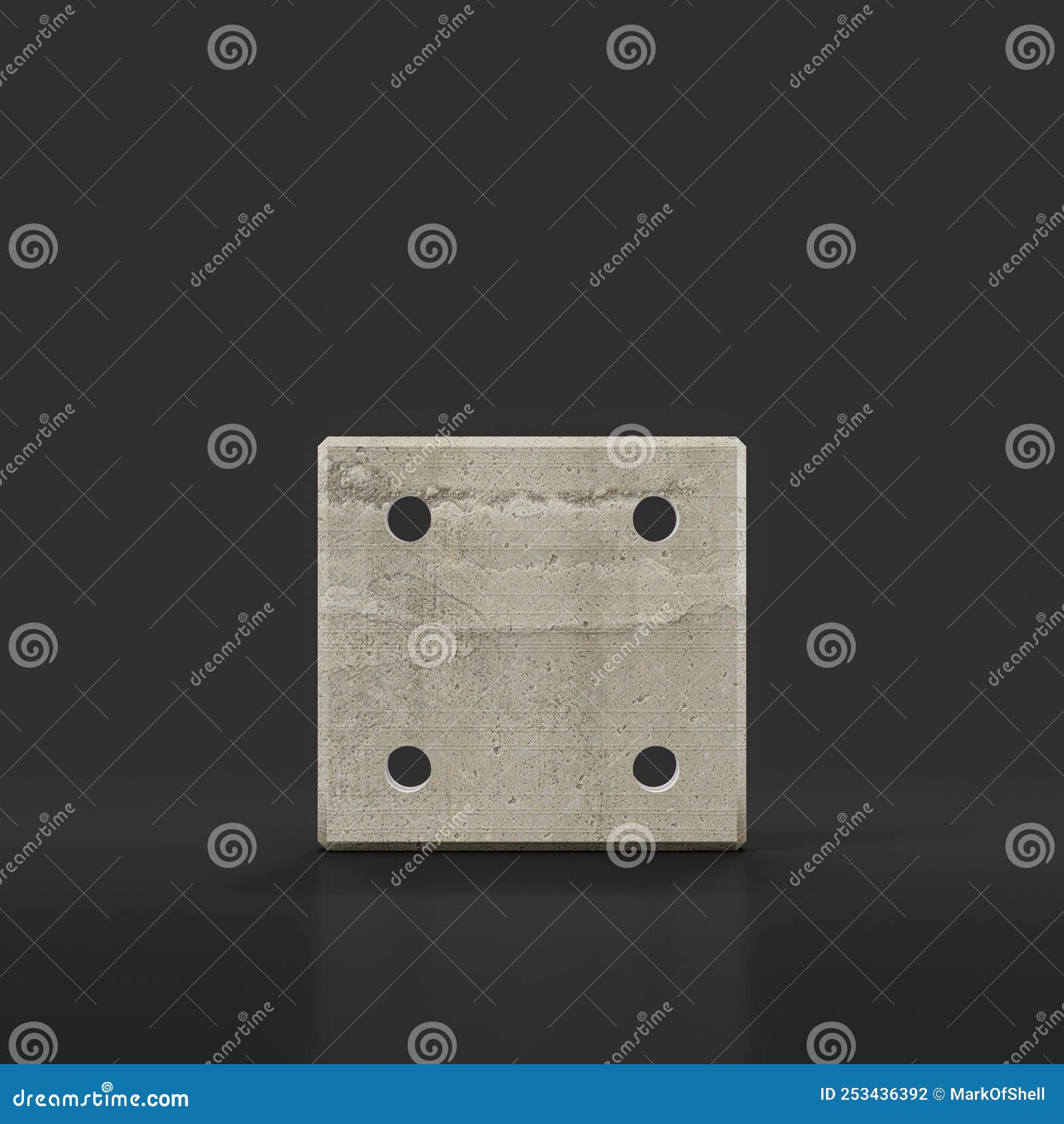 Concrete Tile Single Piece, 3d Rendering Stock Illustration ...