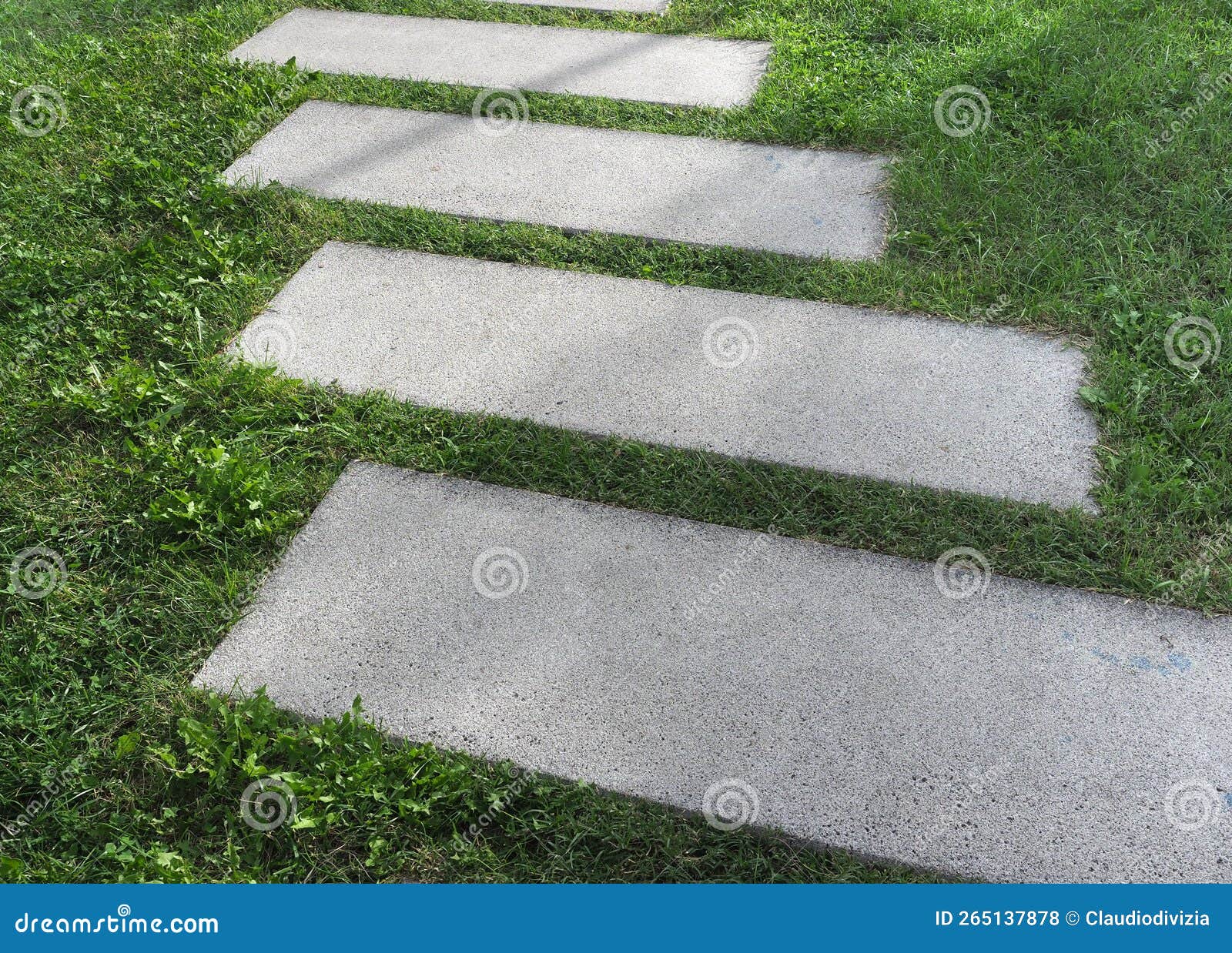 Concrete Tiles in the Grass Stock Photo - Image of tiles, lawn: 265137878