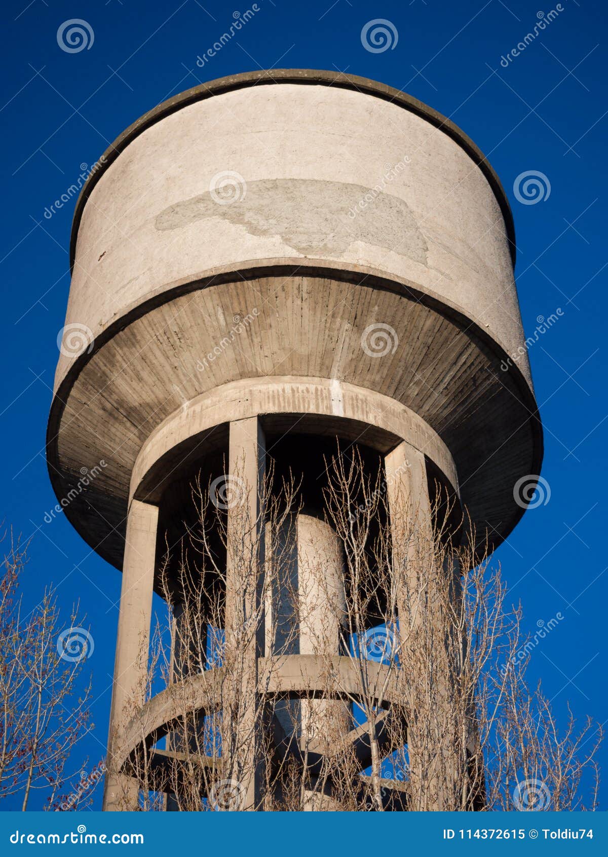 Concrete Tower with Water Cistern. Stock Image - Image of reservoir ...