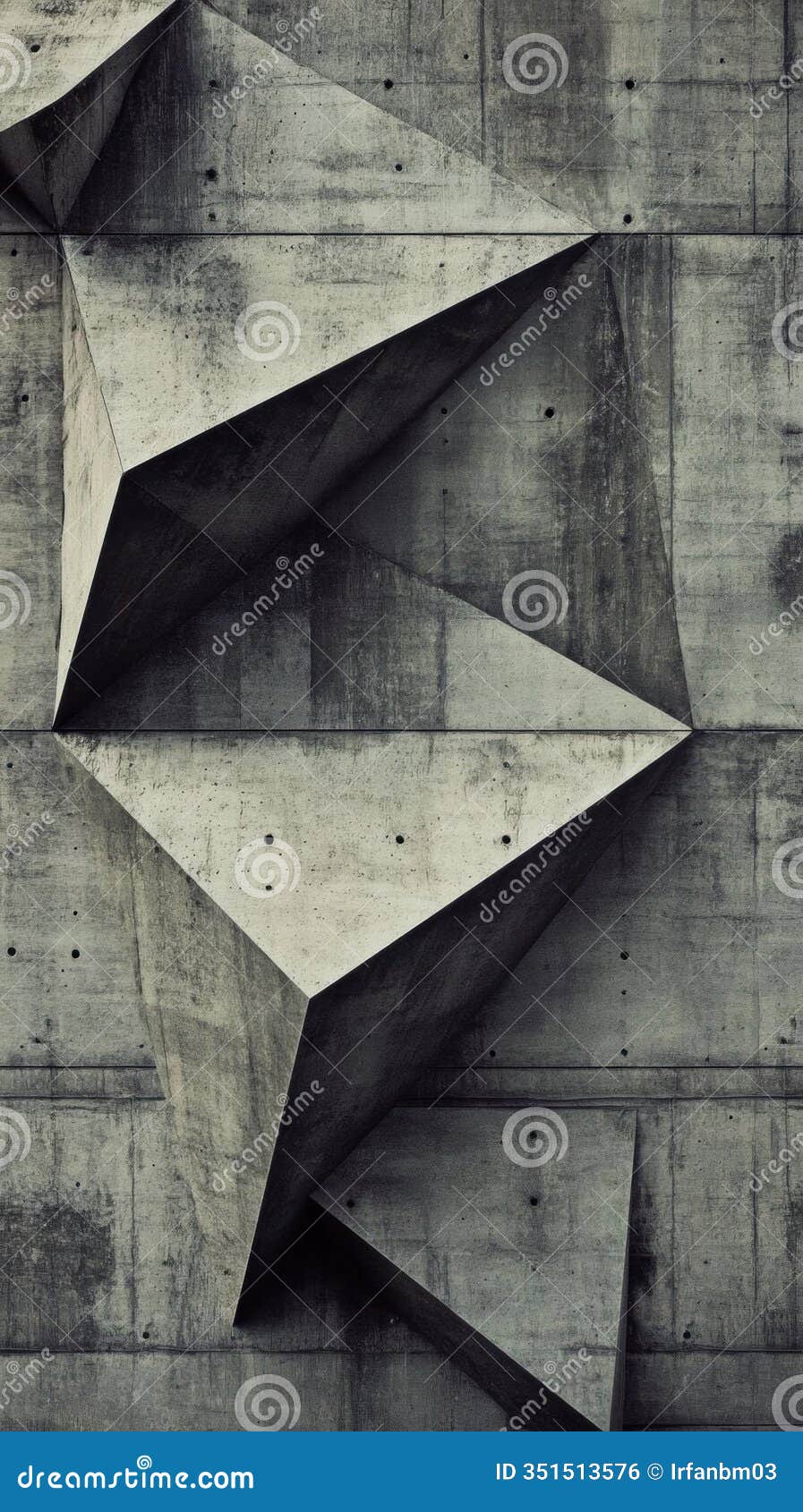 Concrete Triangles Protrude from Wall, Modern Architecture with ...