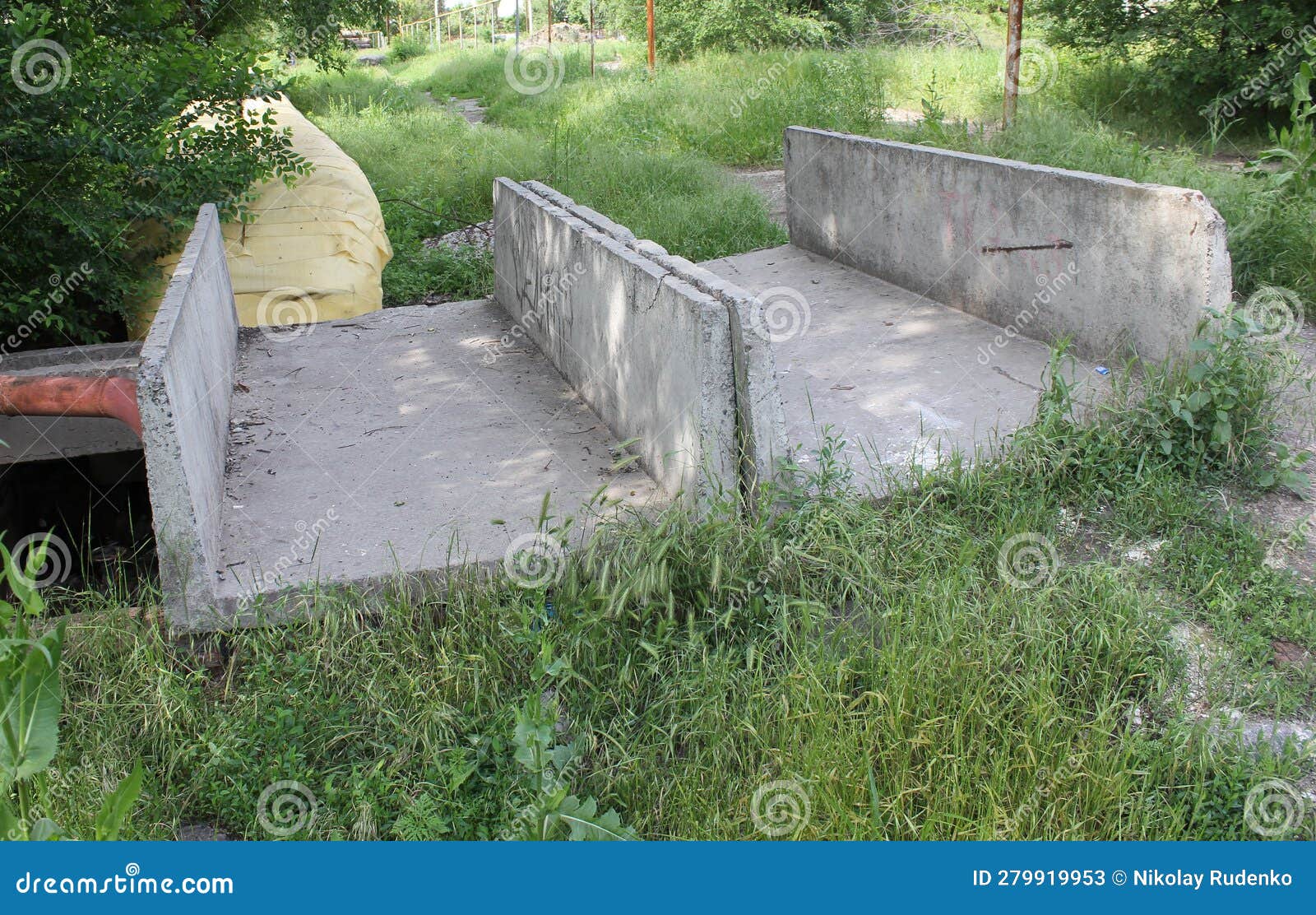 Concrete Troughs on the Grass Surface Stock Image - Image of troughs ...