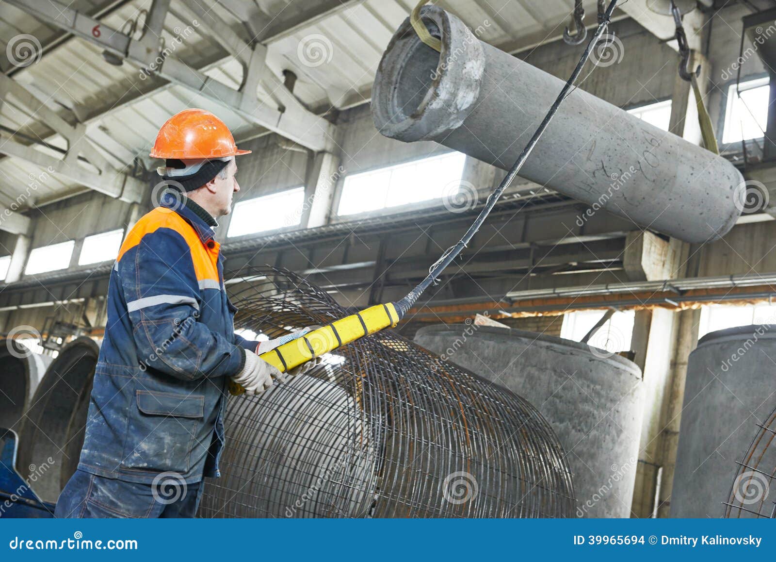 Concrete tube production stock photo. Image of operating - 39965694