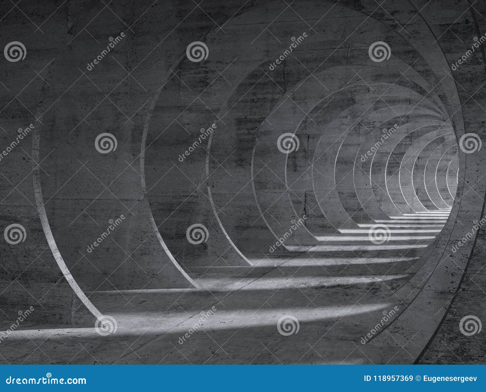 Concrete Tunnel Interior with Perspective Effect Stock Illustration ...