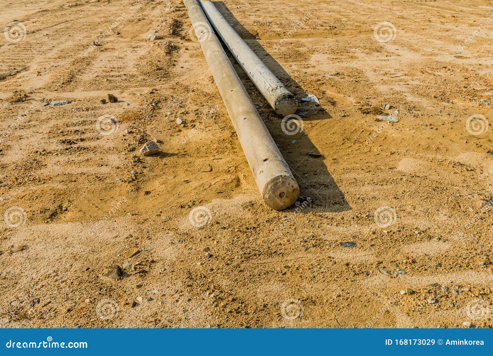 Concrete Utility Poles on Ground Stock Image - Image of countryside ...