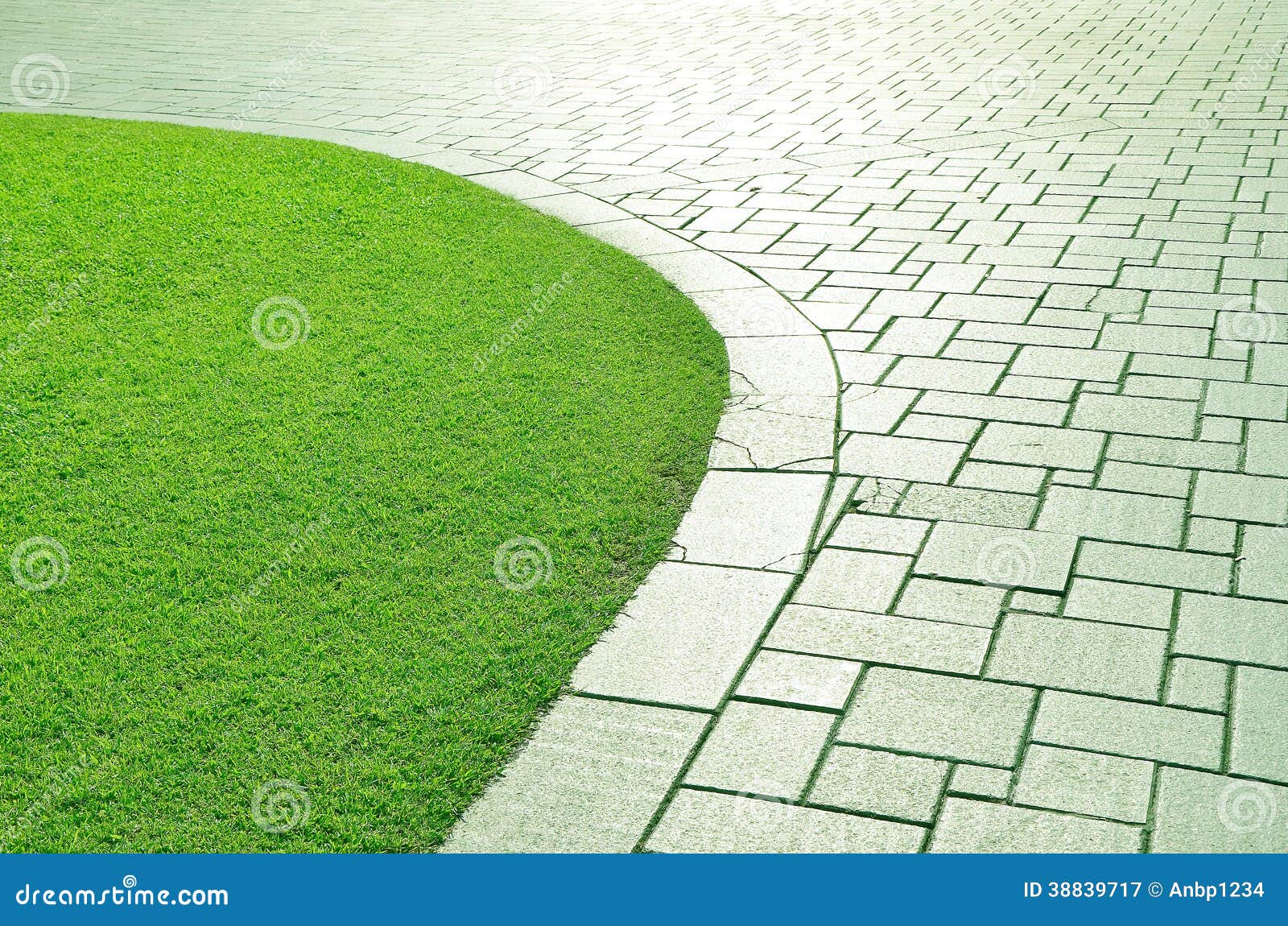 Concrete Walkway and Grass. Stock Image - Image of mowed, environment ...
