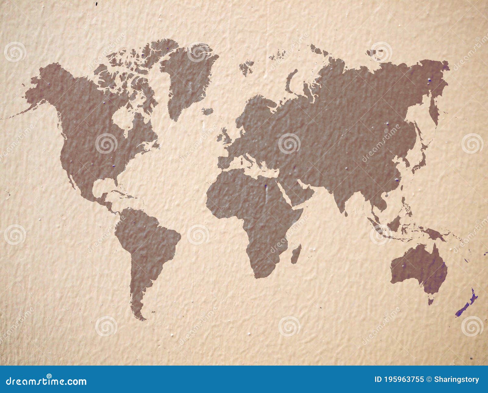 Brown Color World Map on Concrete Wall Background Stock Image - Image ...
