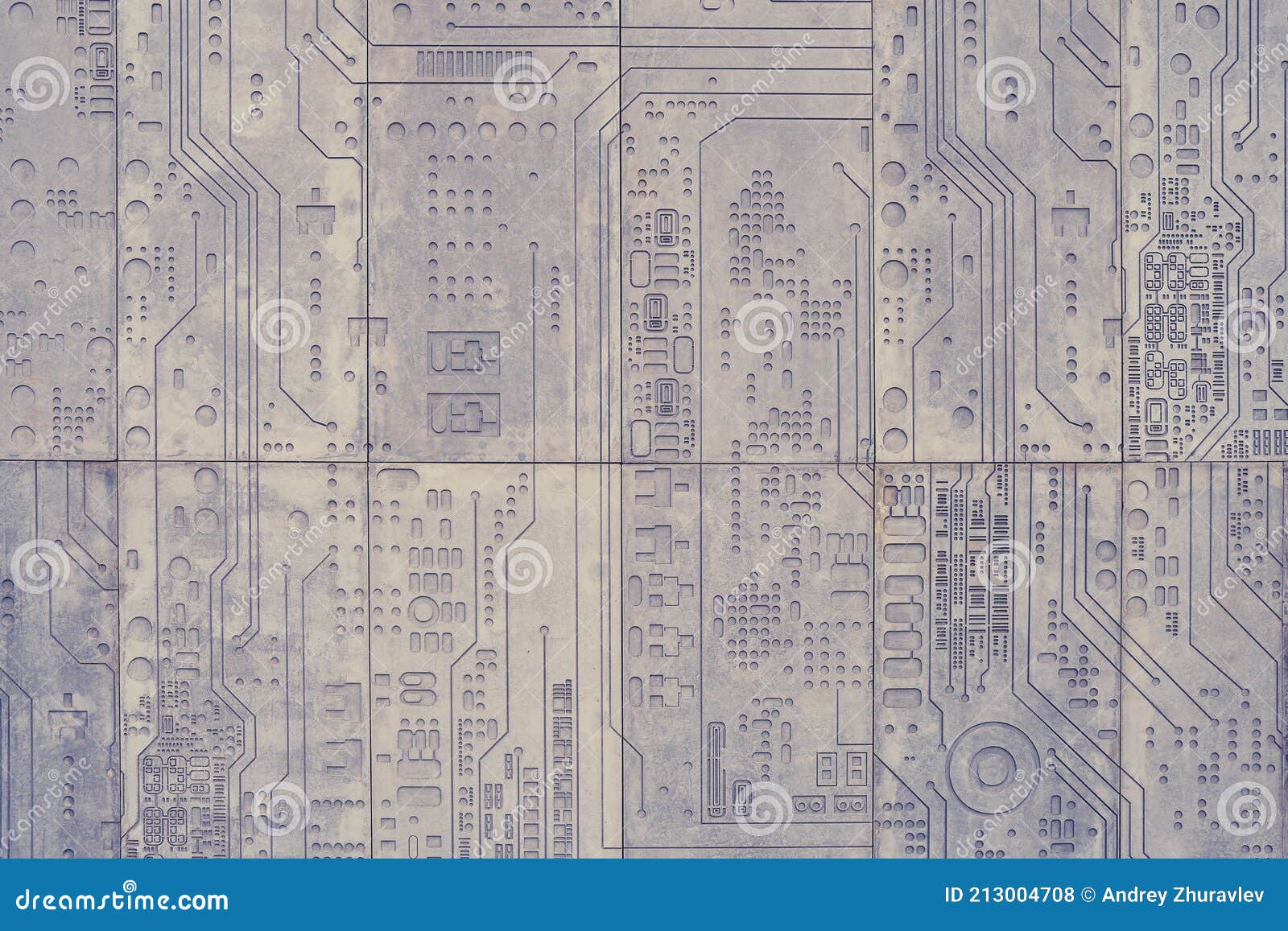 Concrete Wall Background with Carved Technological Electronics Circuit ...