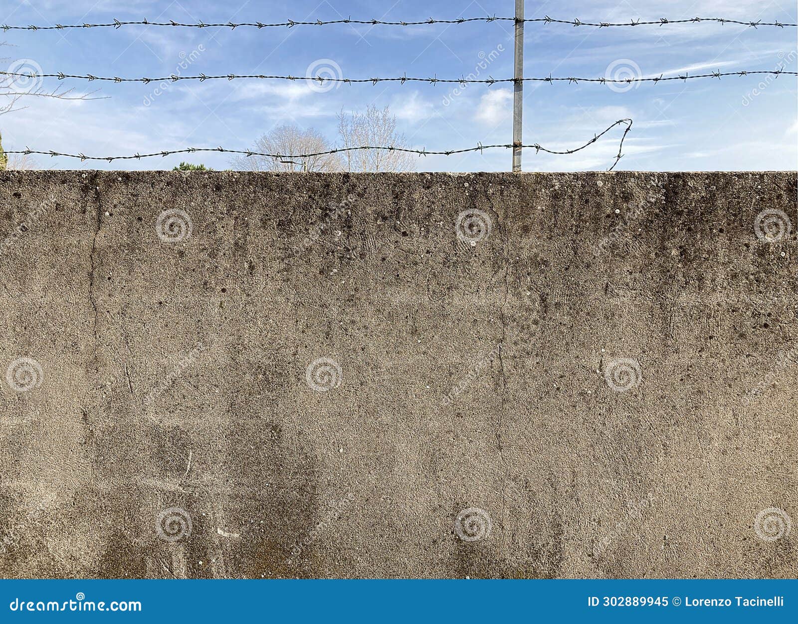 Concrete Wall with Barbed Wire, Military Fence Stock Image - Image of ...
