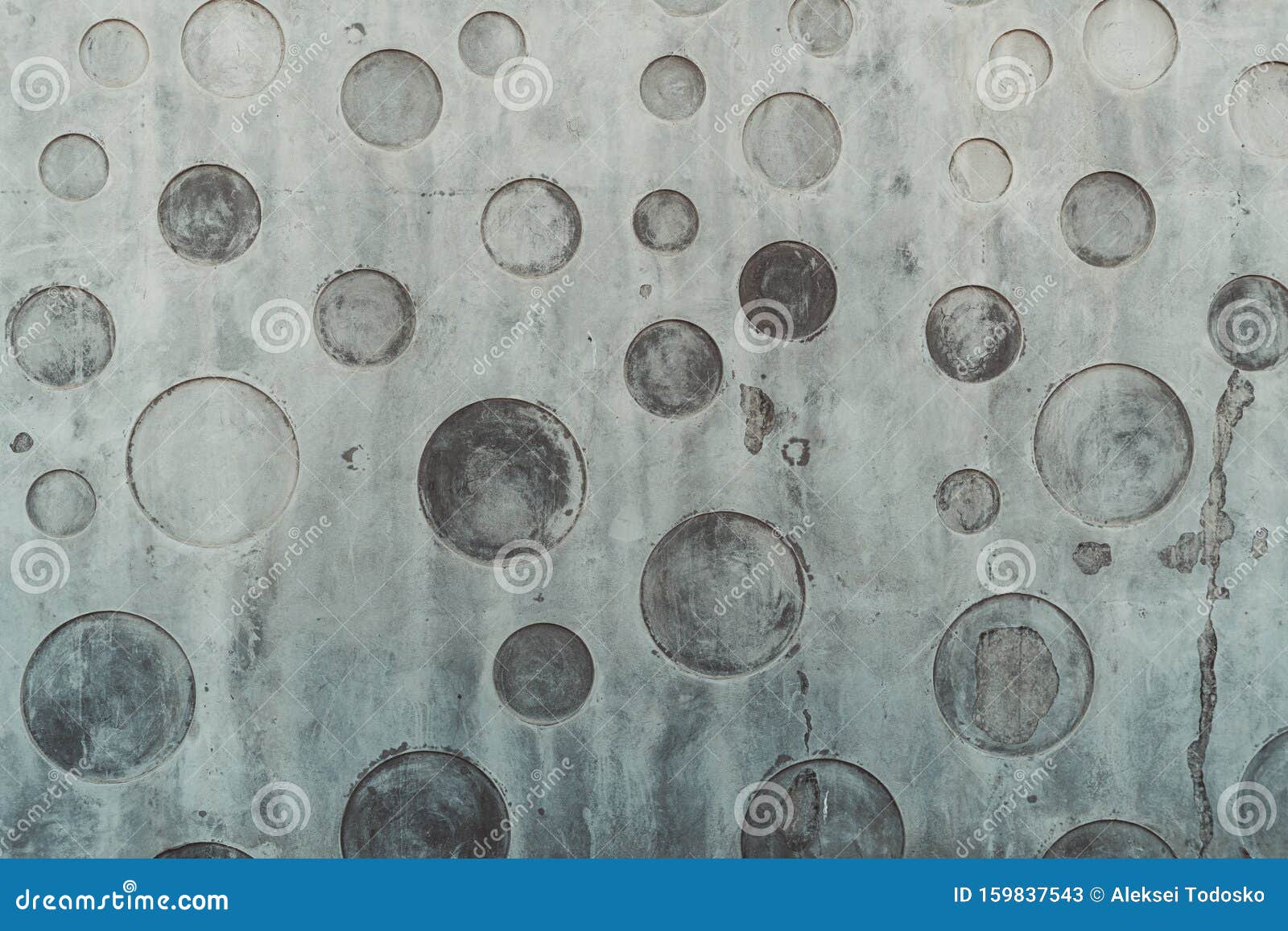 Concrete Wall with Circles Pattern Stock Image - Image of horizontal ...