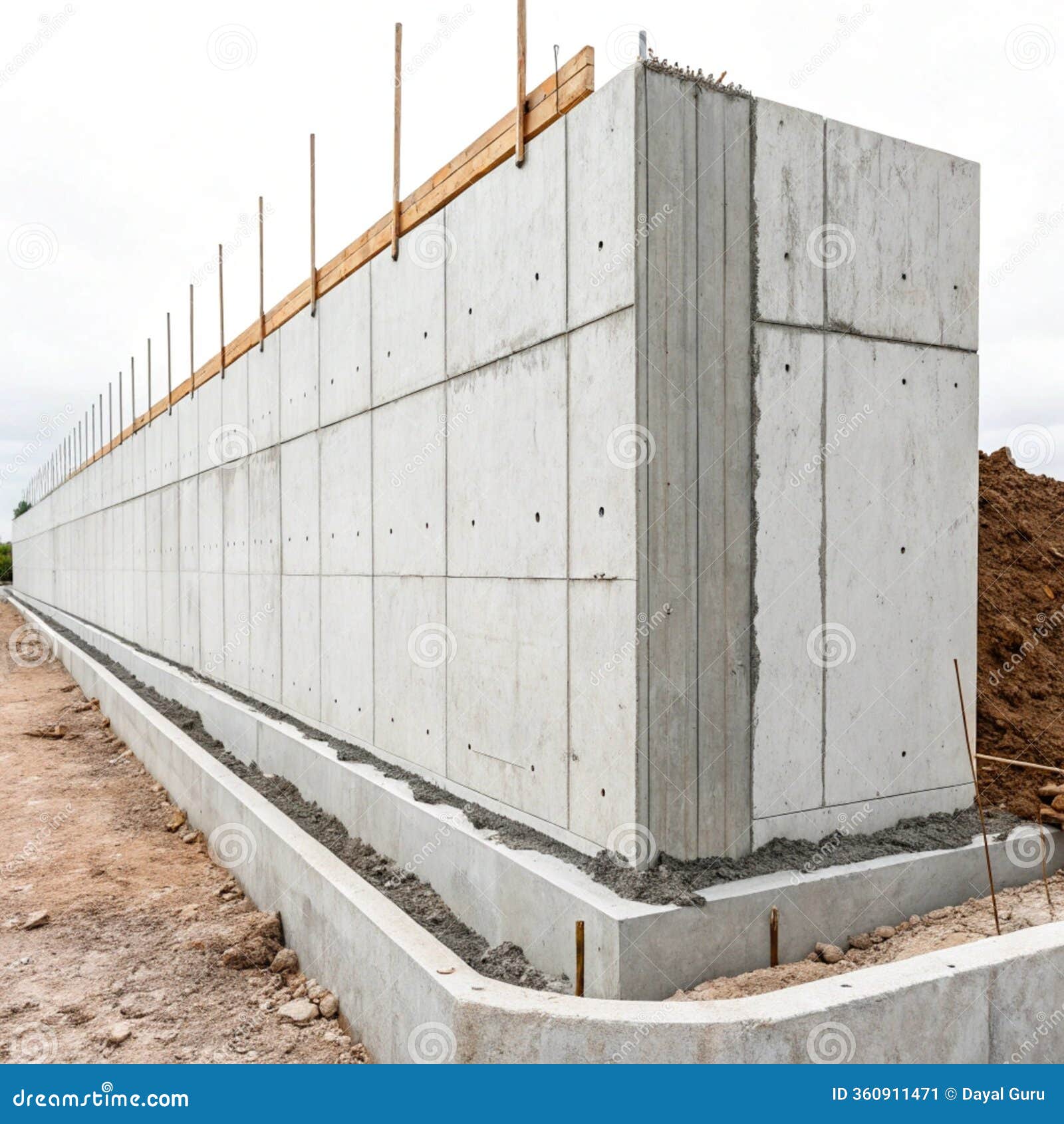 Concrete Wall Construction Isolated on Transparent Background Stock Illustration - Illustration ...