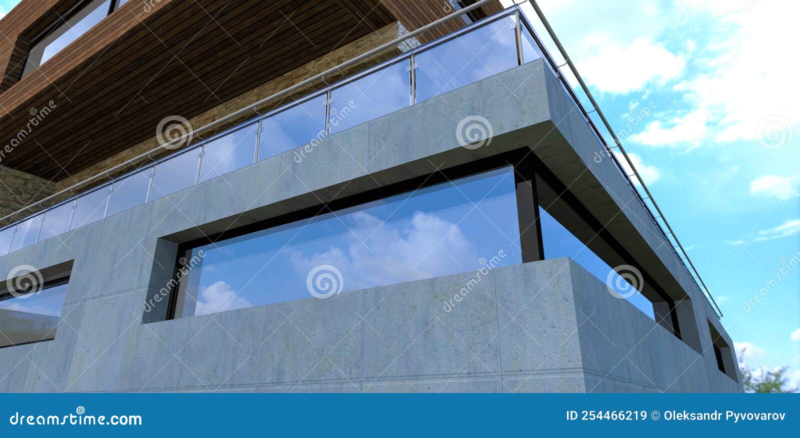 Concrete Wall Corner. Bottom View Of The Corner Window. The Balcony On ...