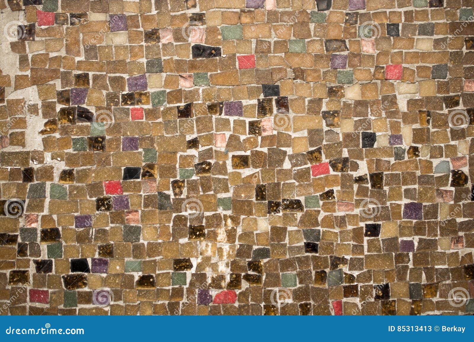 Concrete Wall Covered with Colorful Mosaic Stock Image - Image of ...