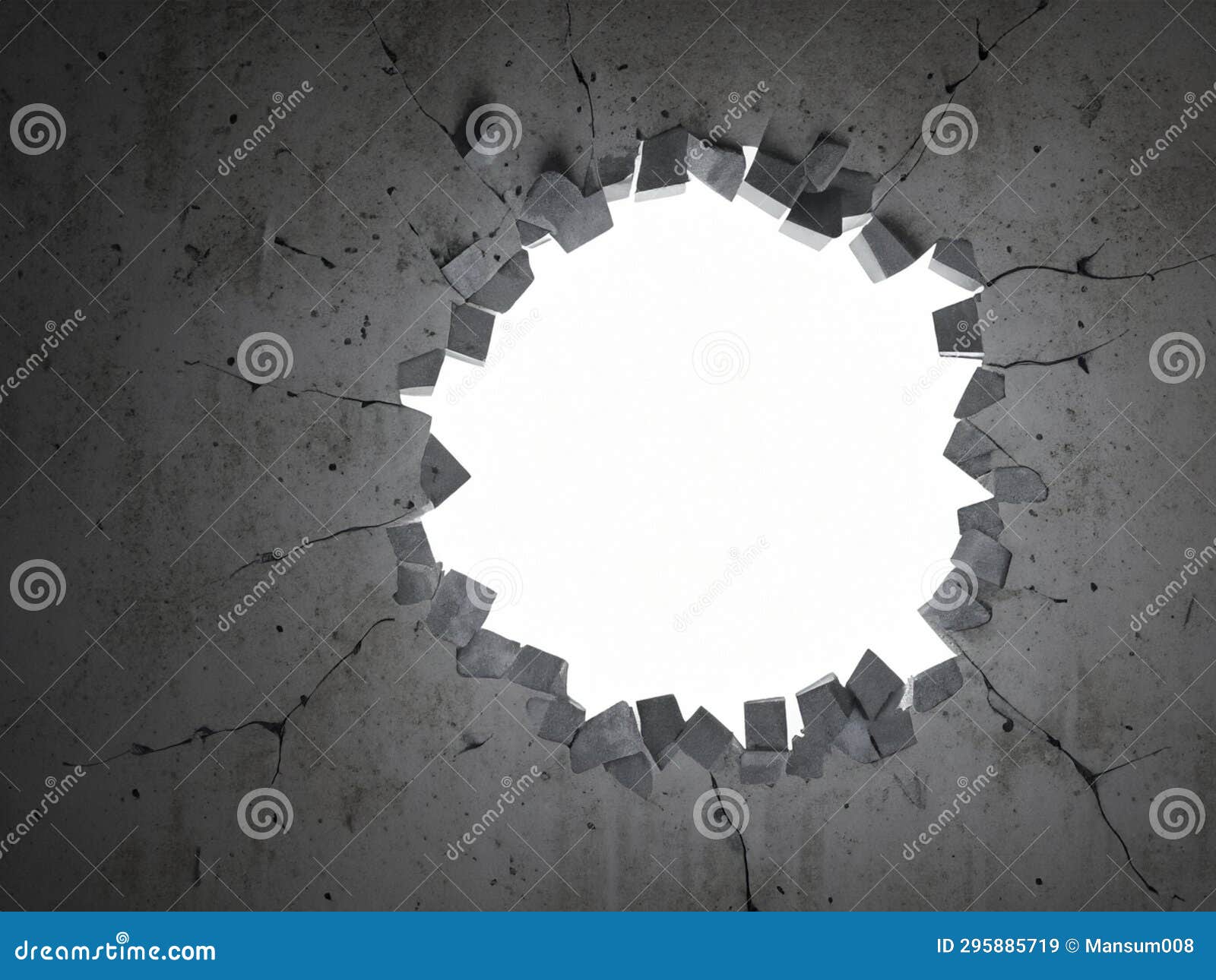 Concrete Wall with Cracked Hole Stock Illustration - Illustration of ...