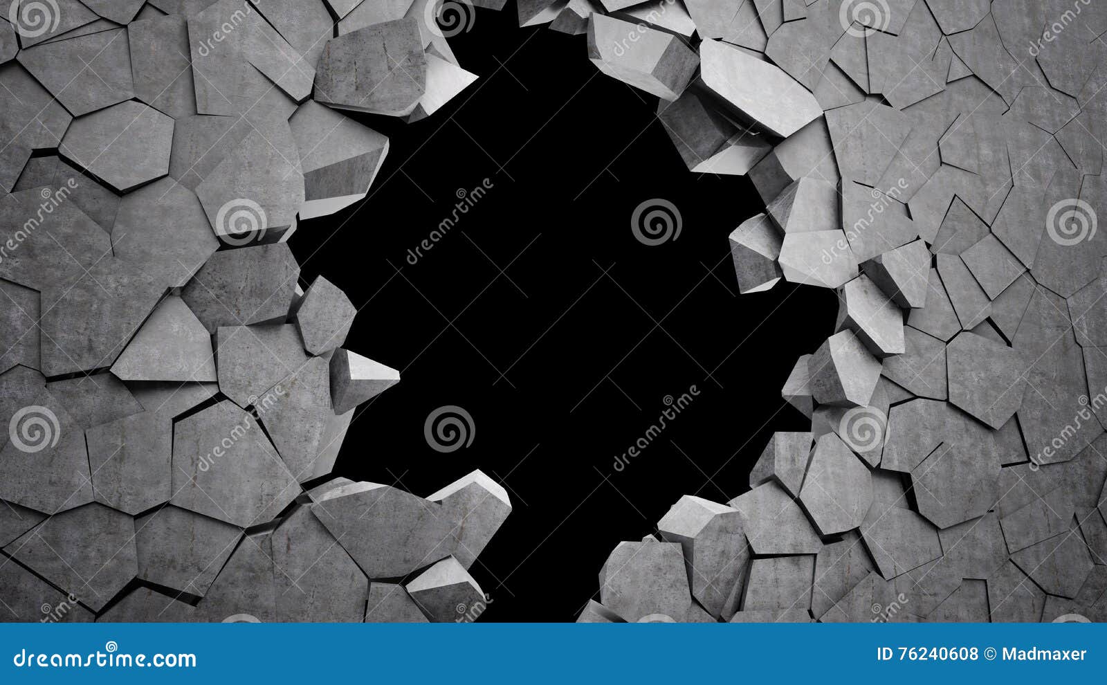 Concrete wall crash stock illustration. Illustration of explode - 76240608