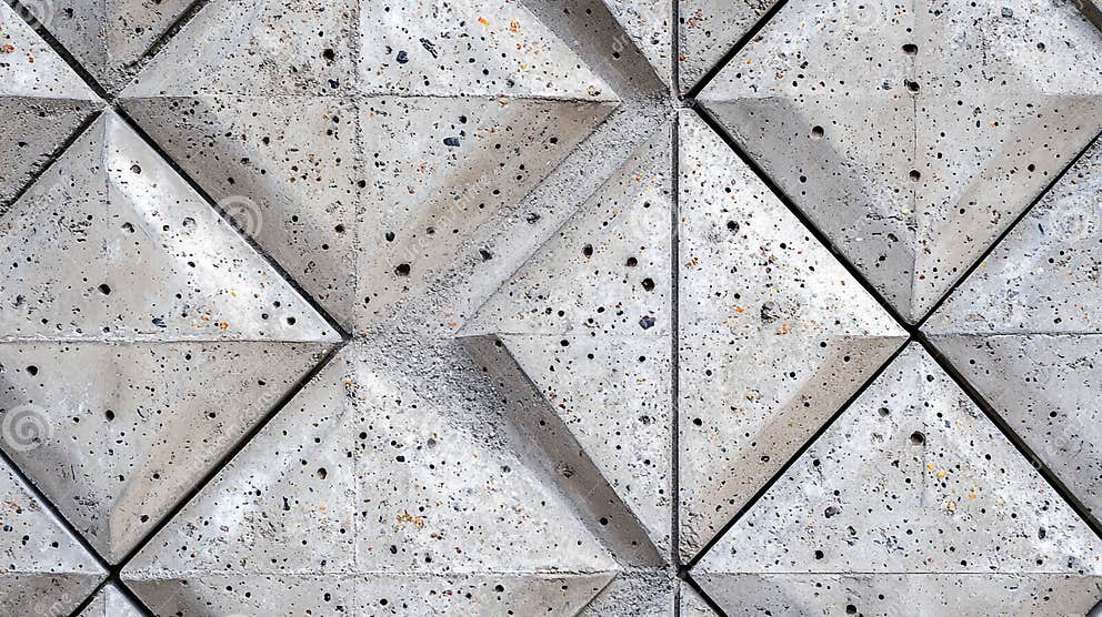 Concrete Wall Design Featuring Geometric Triangular Patterns in Urban ...