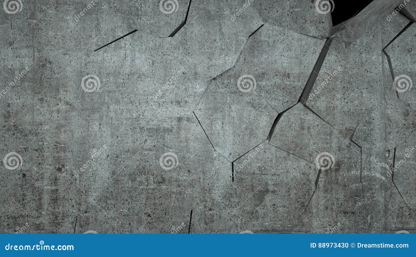 Concrete Wall with Destruction, 3 D Render Stock Illustration ...