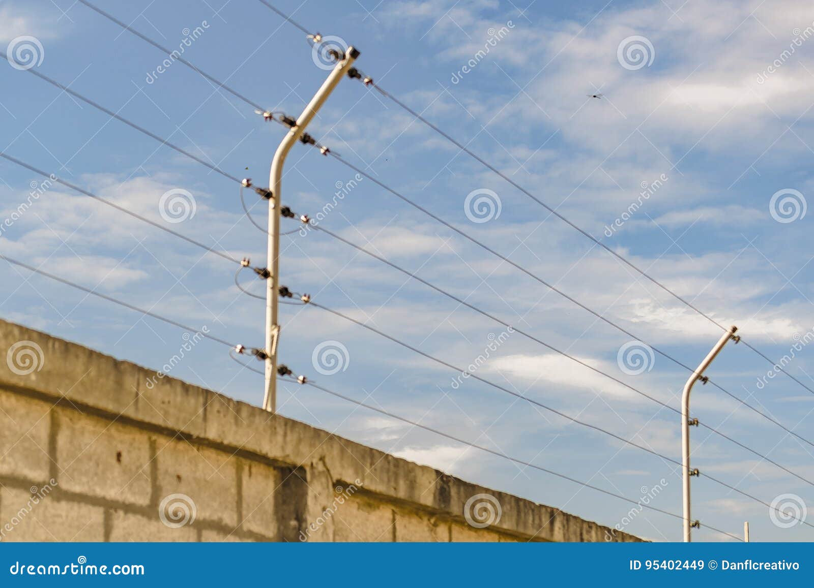 Concrete Wall with Electricty Cables Stock Image - Image of prison ...