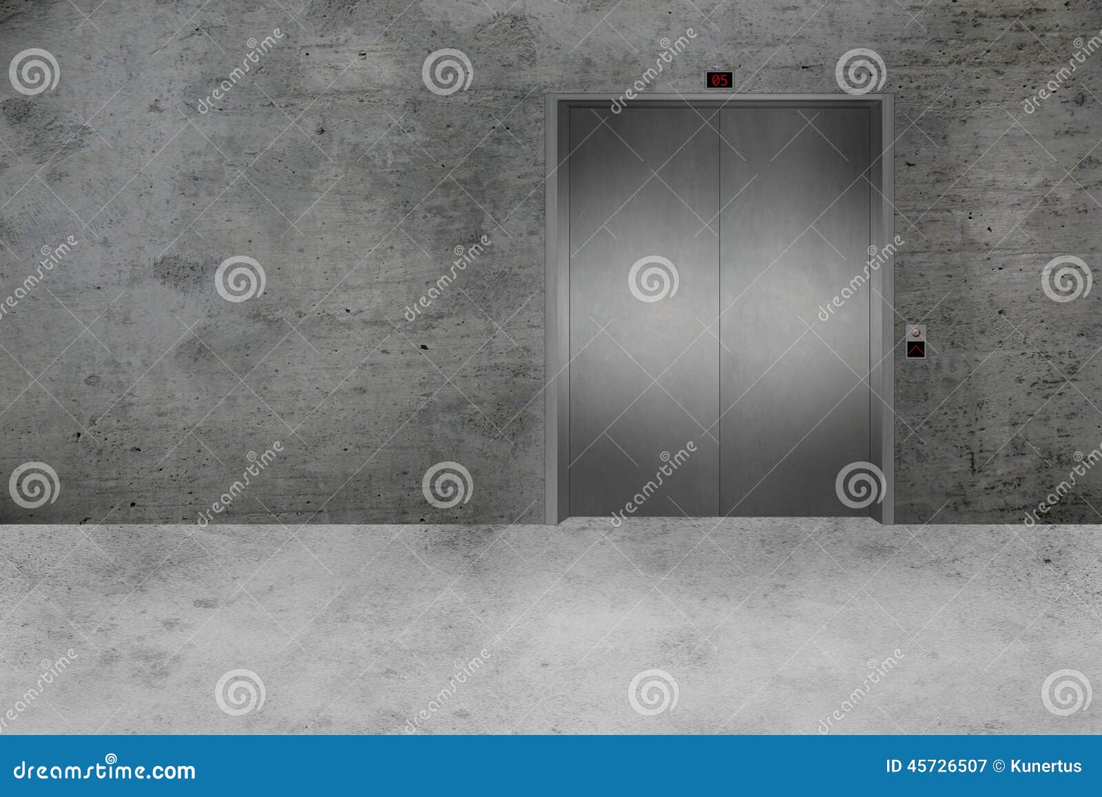 Concrete Wall and Elevator Door Stock Illustration - Illustration of ...