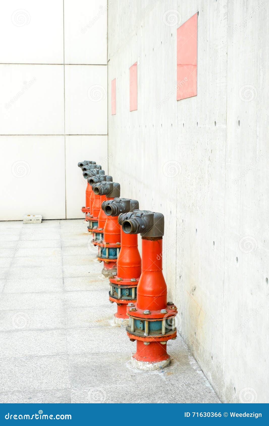 Concrete Wall and Floor with Fire Hydrant in Perspective View Stock ...
