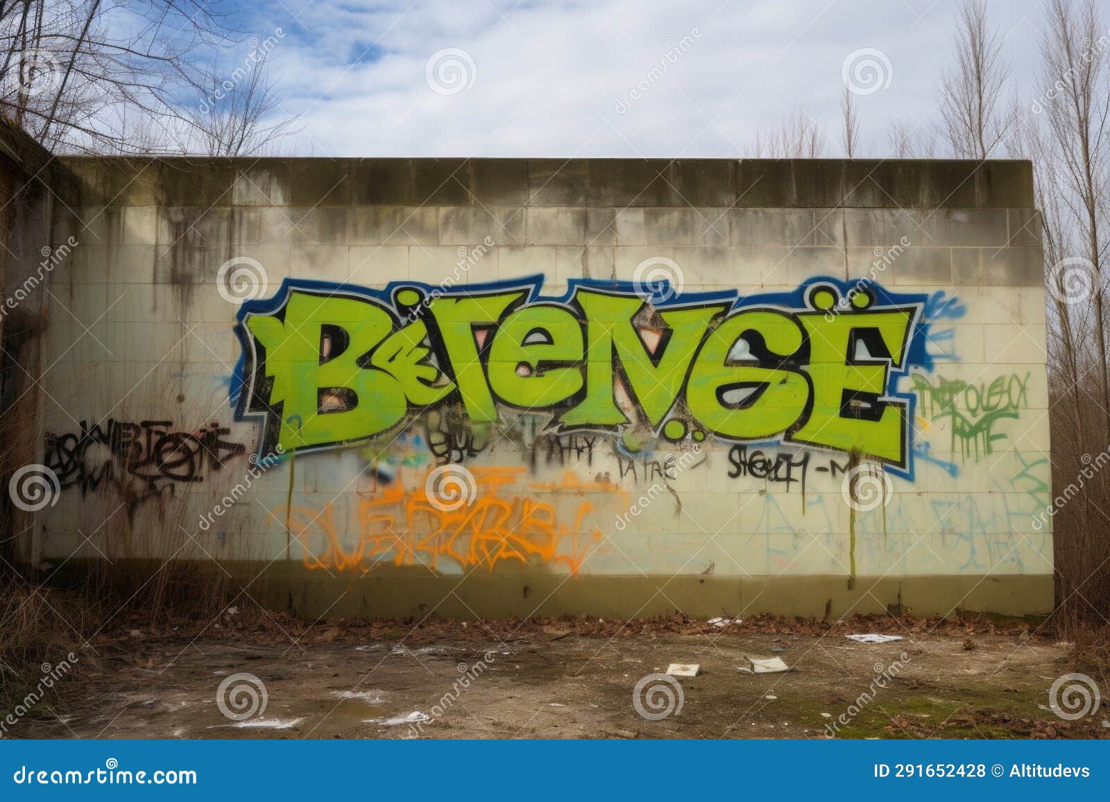 A Concrete Wall with a Graffiti Stating Dream, Believe, Achieve Stock ...
