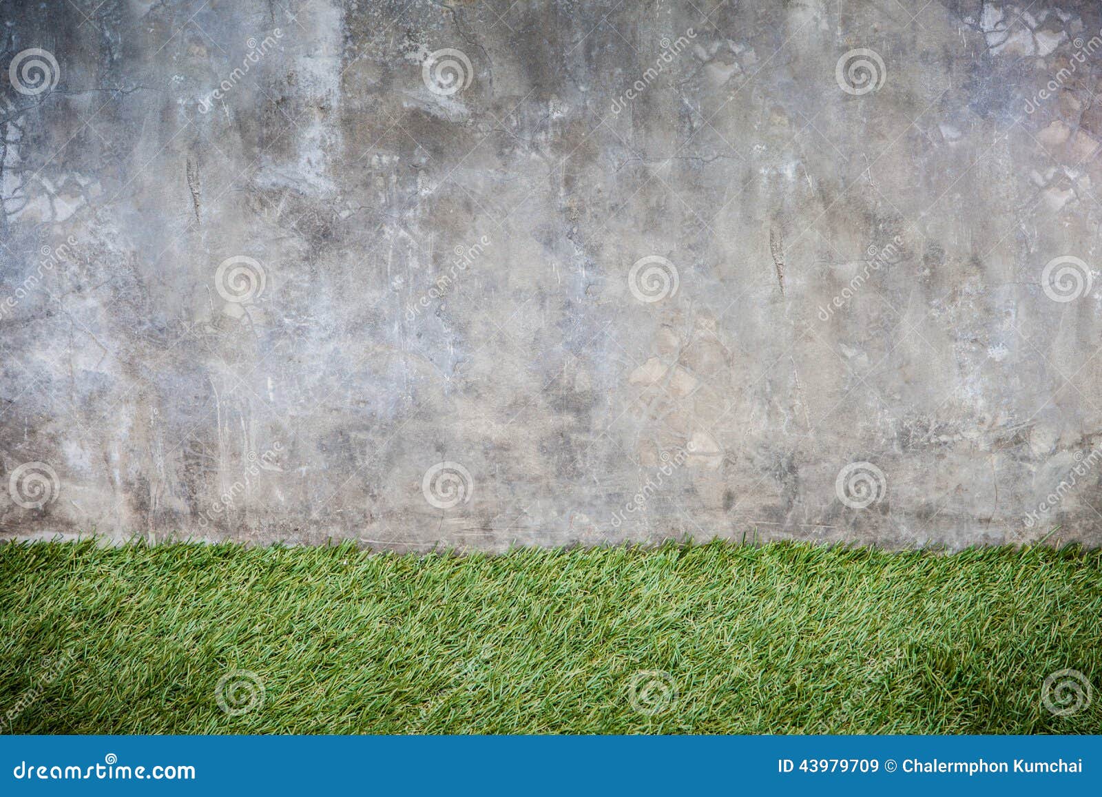 Concrete Wall and Green Grass Floor Texture Stock Image - Image of ...