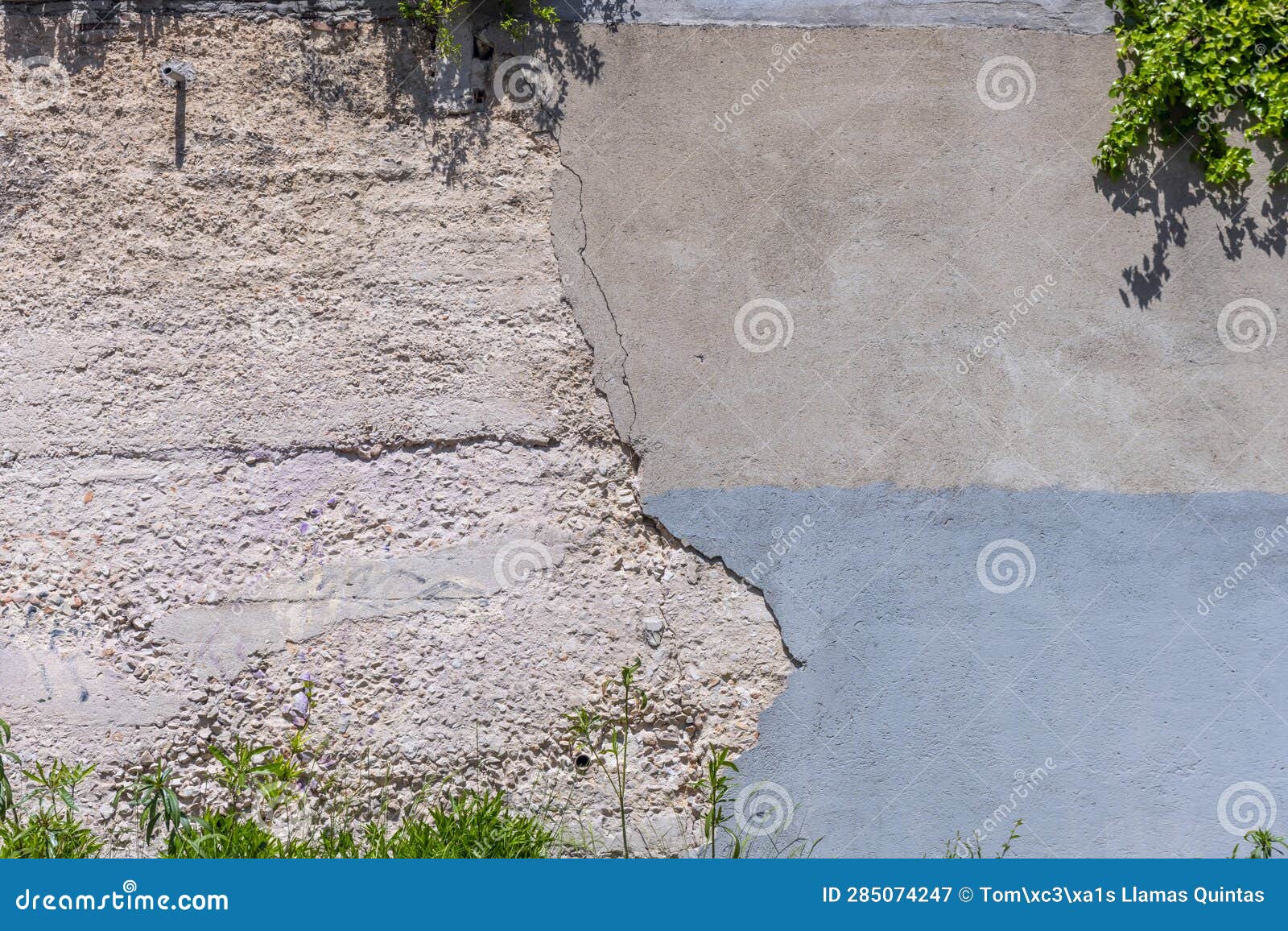 A Concrete Wall with Half of the Plaster Fallen Stock Image - Image of ...