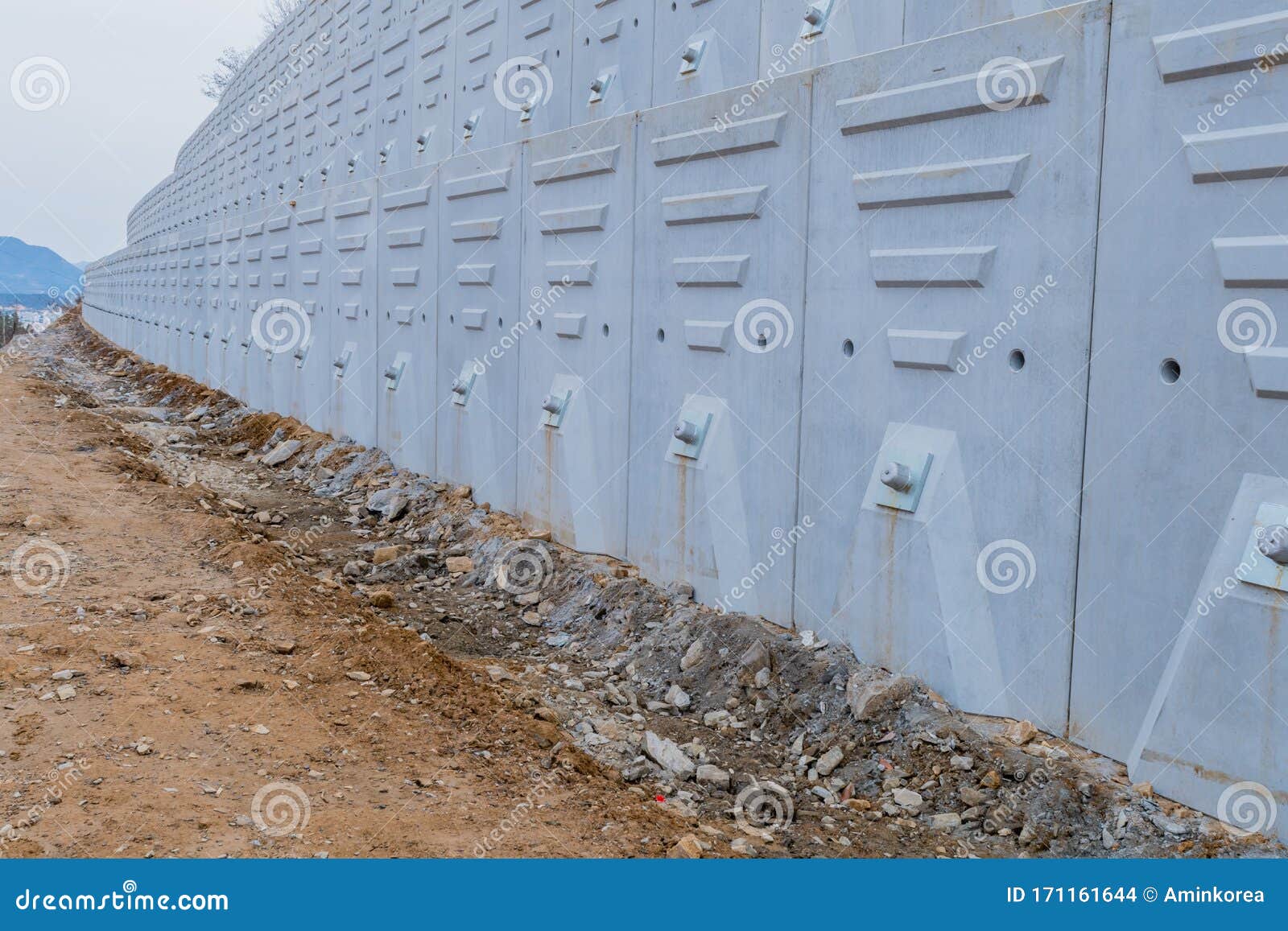 Concrete wall on hillside stock photo. Image of hillside - 171161644