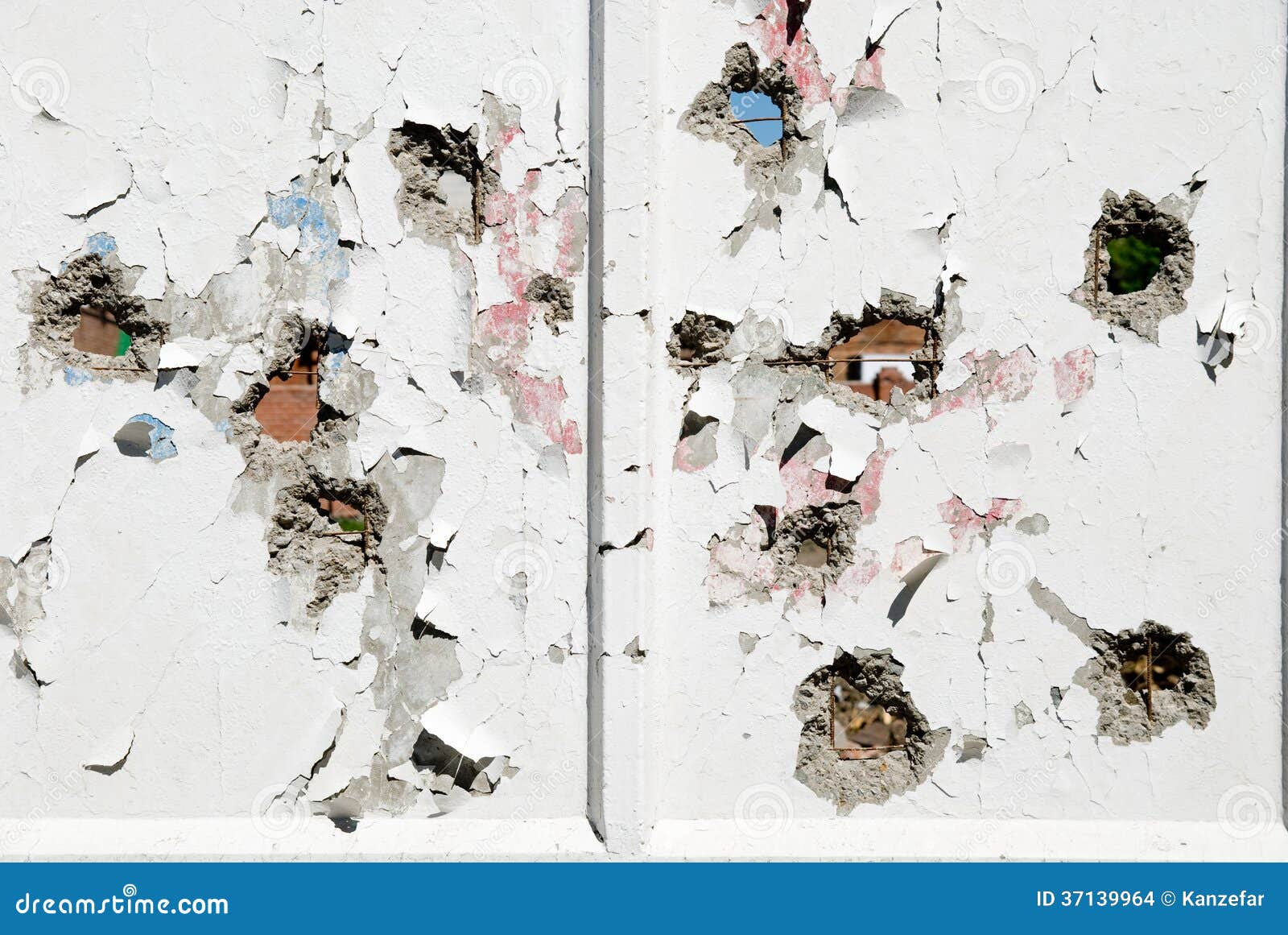 Concrete Wall with Holes in Several Places Stock Photo - Image of ...