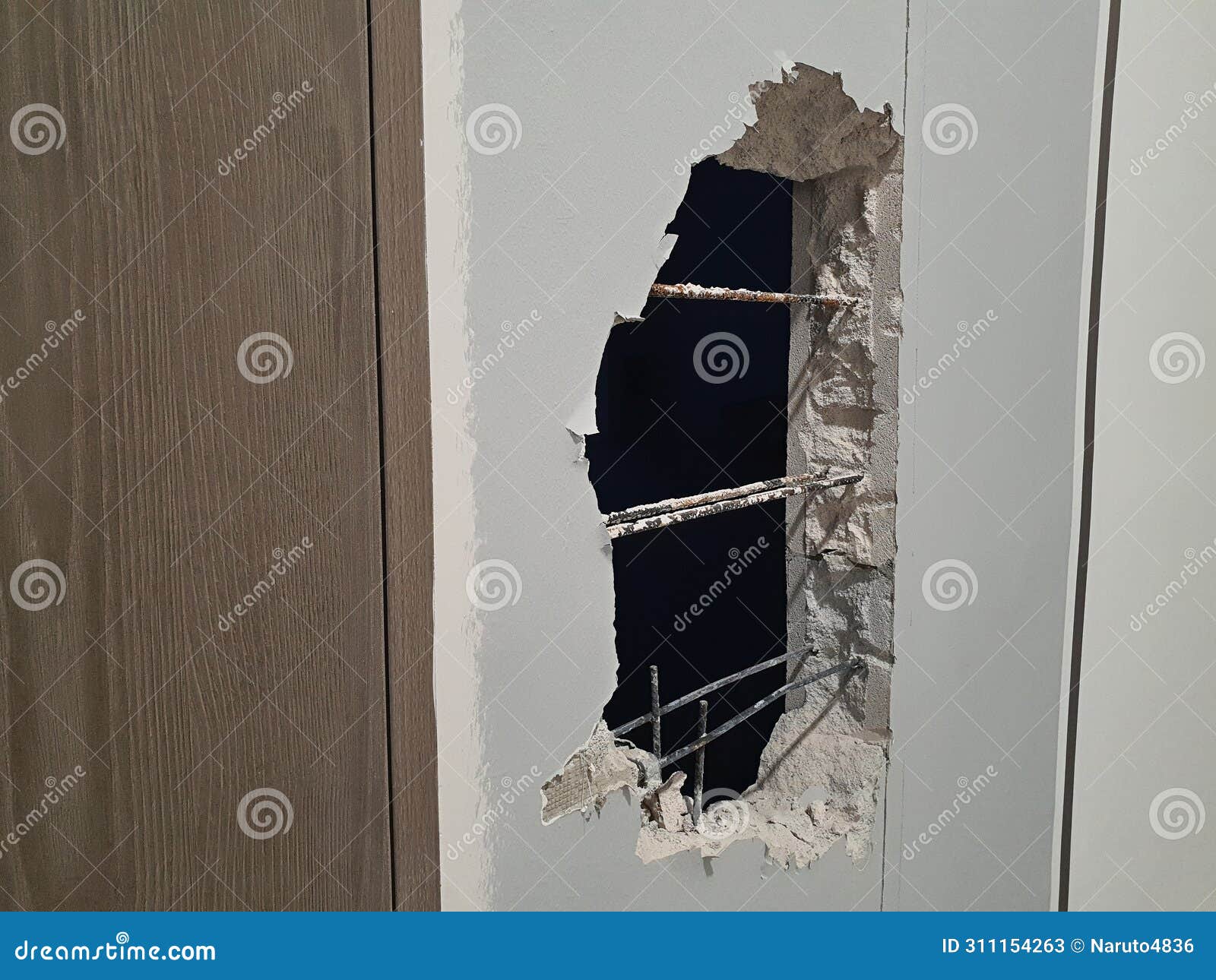 Concrete wall with holes stock image. Image of abstract - 311154263