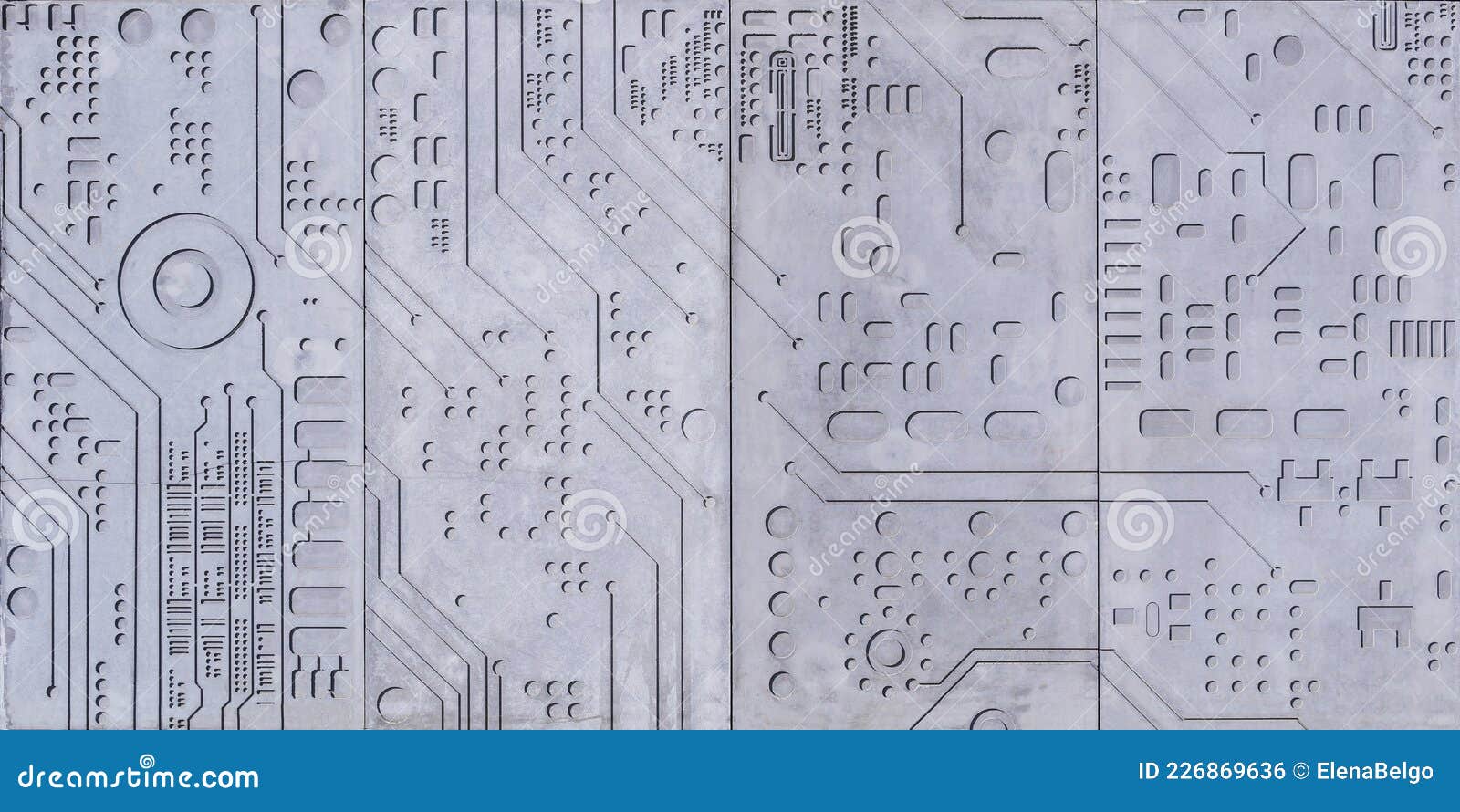 Concrete Wall with a Motherboard Pattern. Stock Photo - Image of ...