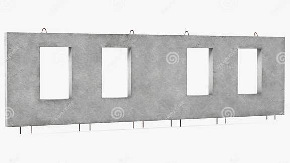 Concrete Wall Panel with Multiple Window Openings Stock Image - Image ...