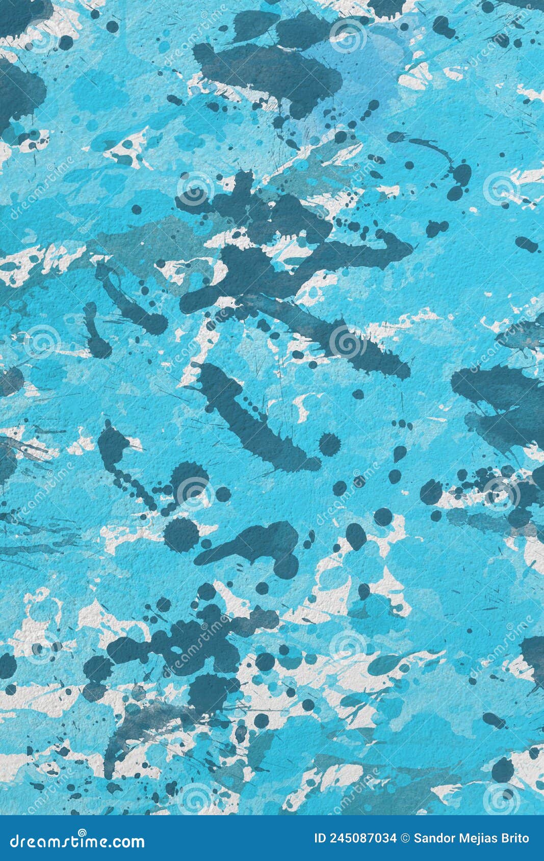 Concrete Wall with Random Spots of Blue Paint Stock Photo - Image of ...