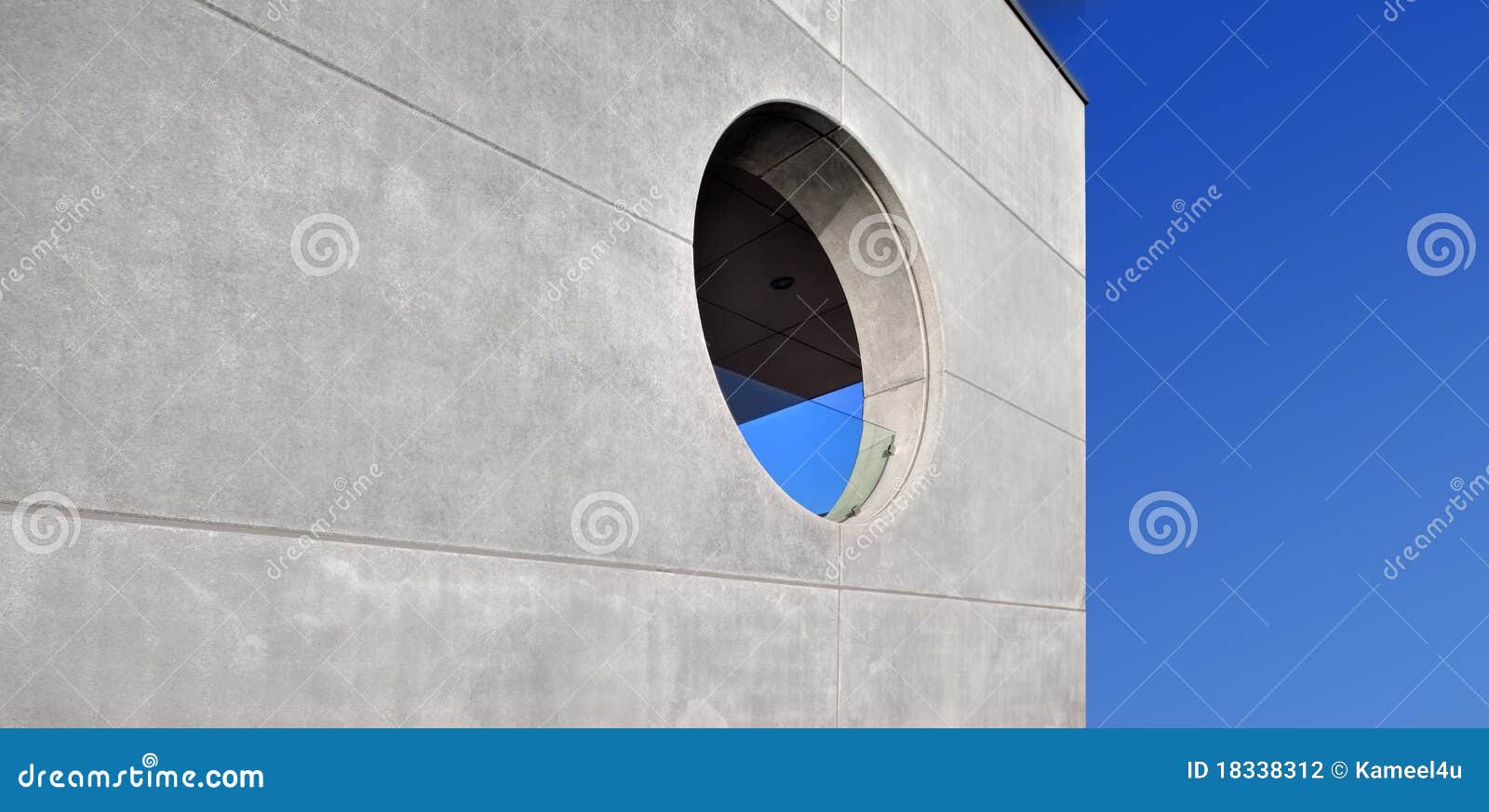 Concrete Wall with a Round Window Stock Photo - Image of design, estate ...