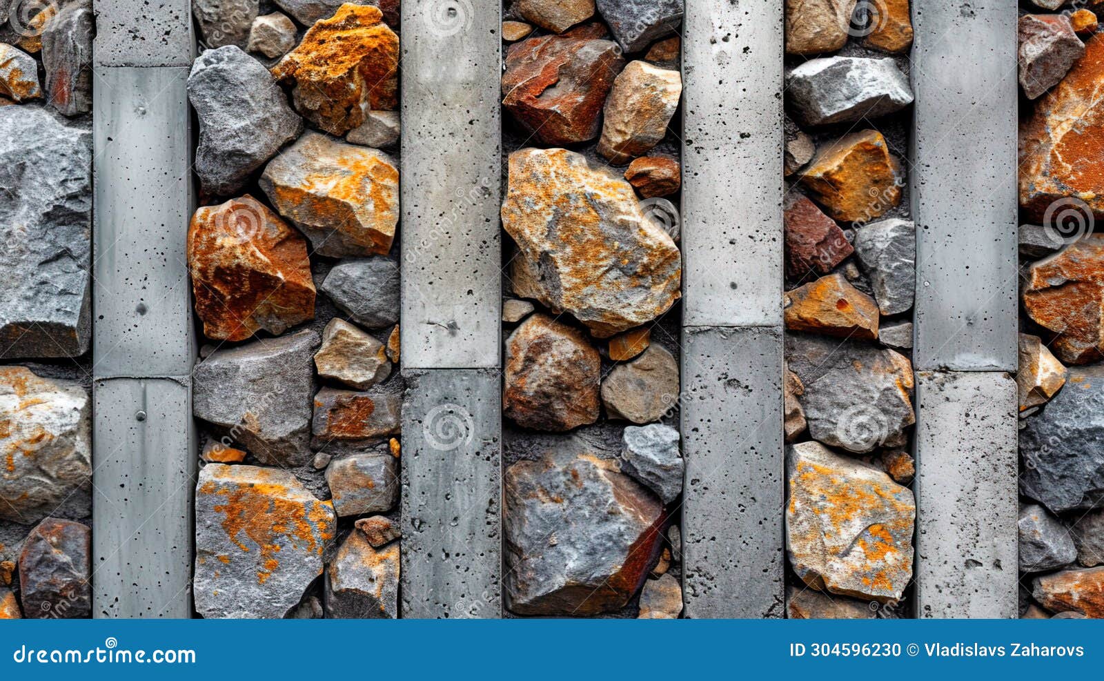 A Concrete Wall with Severe Stone Interspersed, Creating a Visual ...